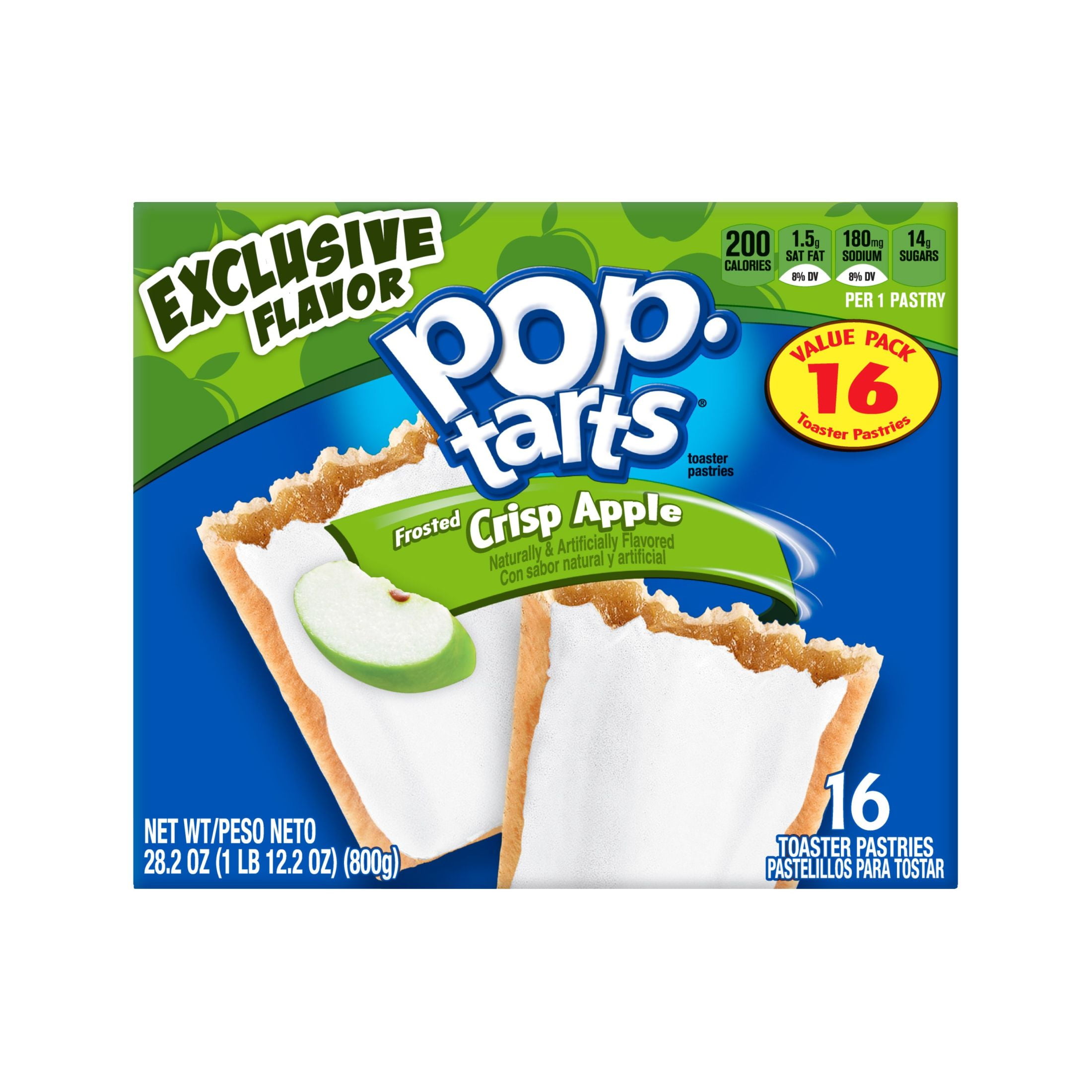 Pop-Tarts Frosted Crisp Apple Breakfast Toaster Pastries, 28.2 oz, 16 ...