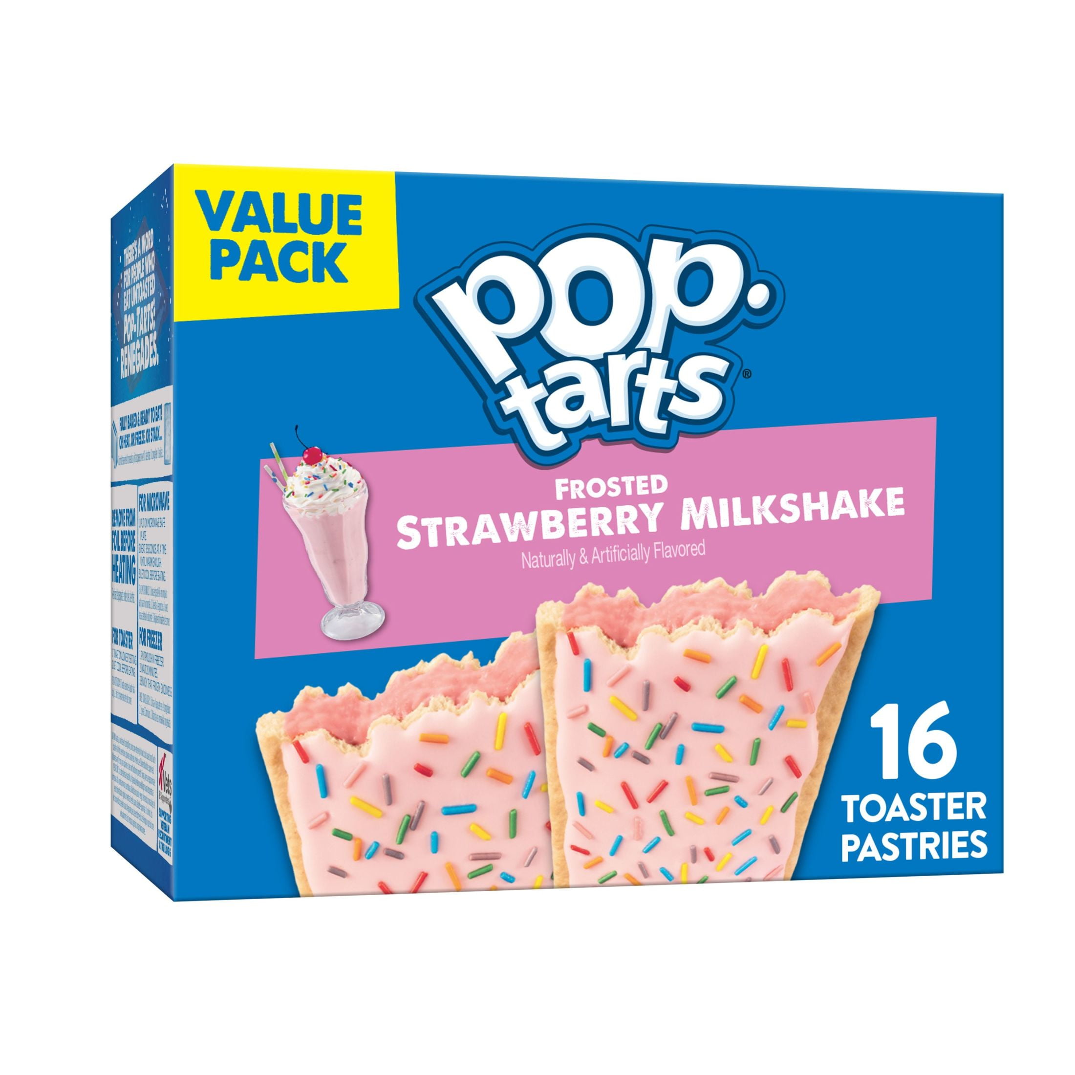 Pop-Tarts Frosted Strawberry Milkshake Toaster Pastries, Shelf-Stable ...