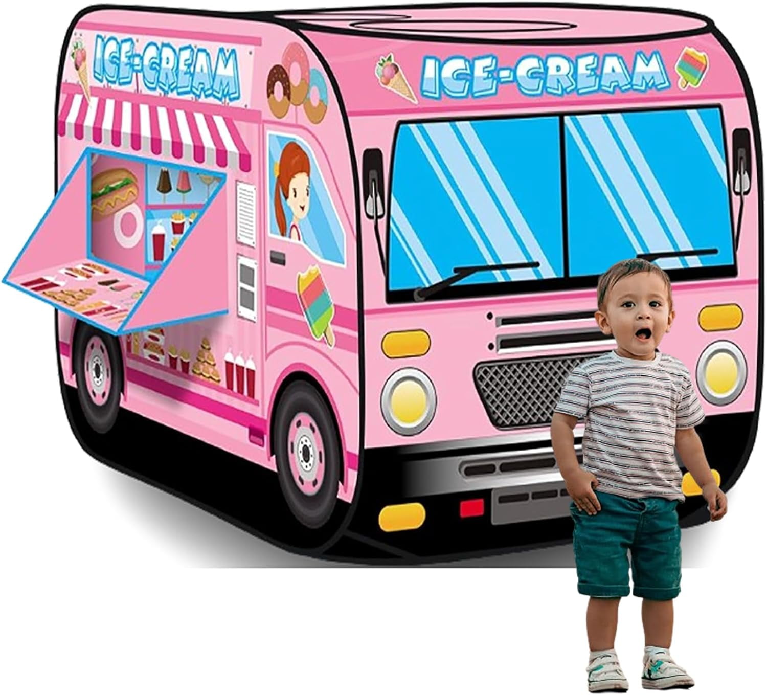 Pop Up Tent Kids:Ice Cream Truck Tent,Pop Up for Kids,Kids Play Without ...