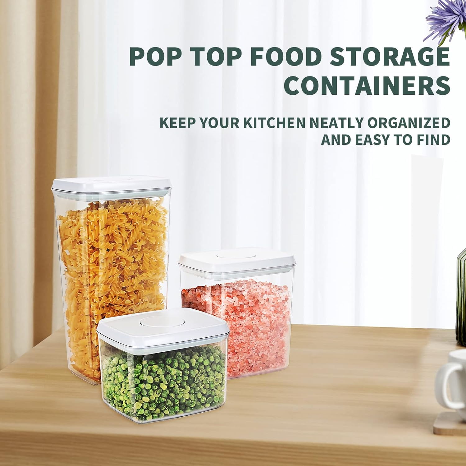 Pop Top Food Storage Containers, Leakproof Pantry Food Storage ...
