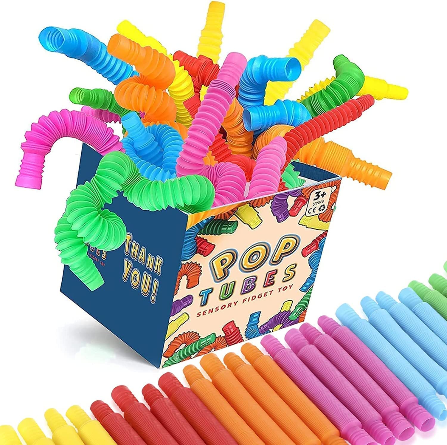 Pop Tubes Mini 24 Pack, Sensory Fidget Party Favors Bulk Toys for Kids ...