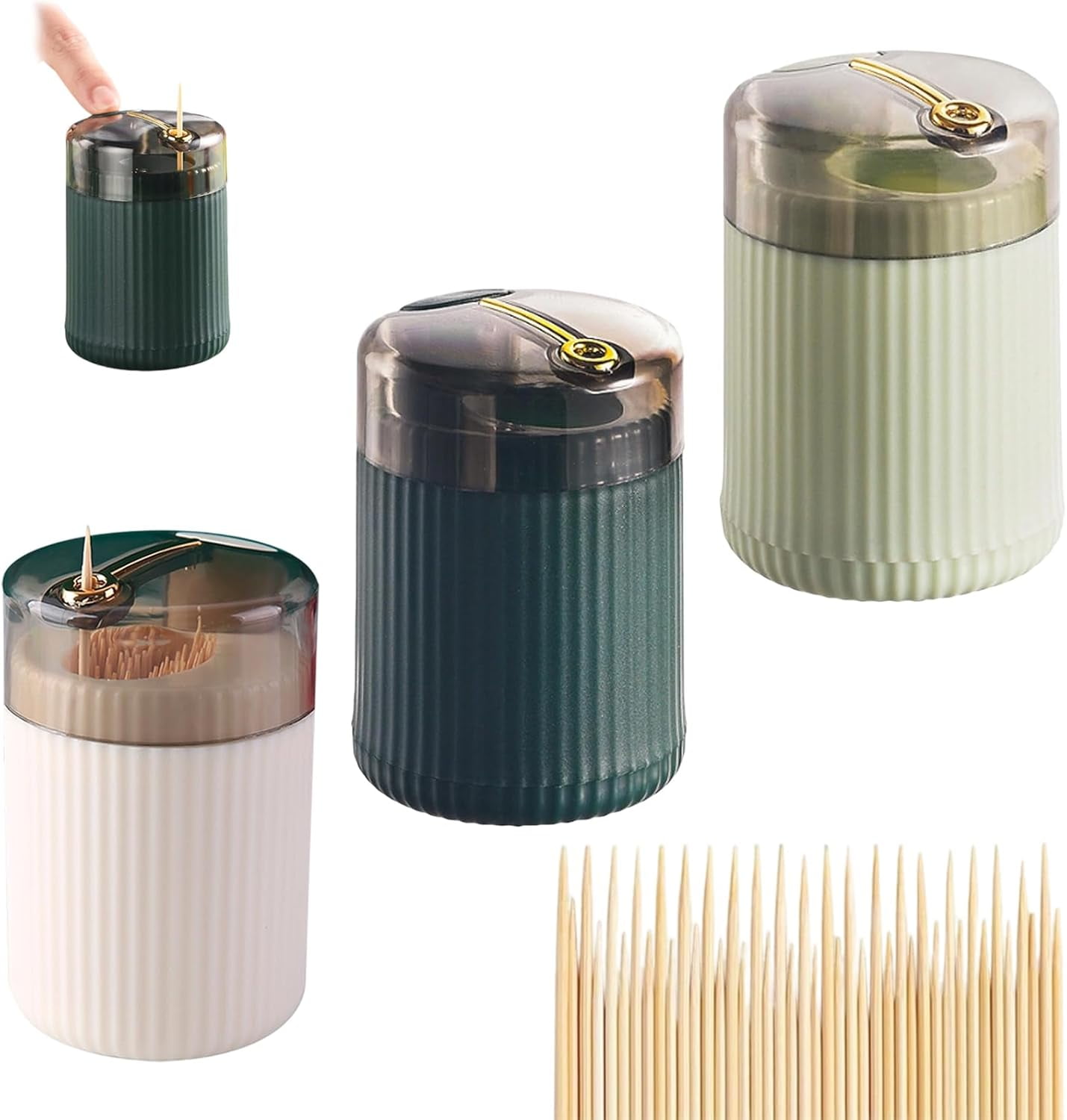 Pop-Up Automatic Toothpick Dispenser with Toothpicks, Lid Can Be ...