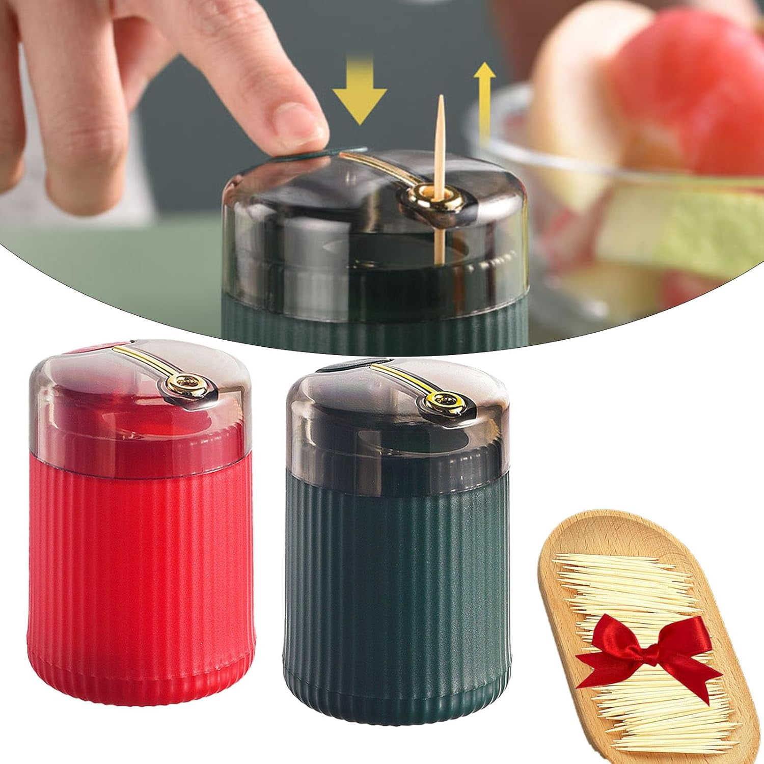 Pop-Up Automatic Toothpick Dispenser with Transparent Lid, Hygienic ...