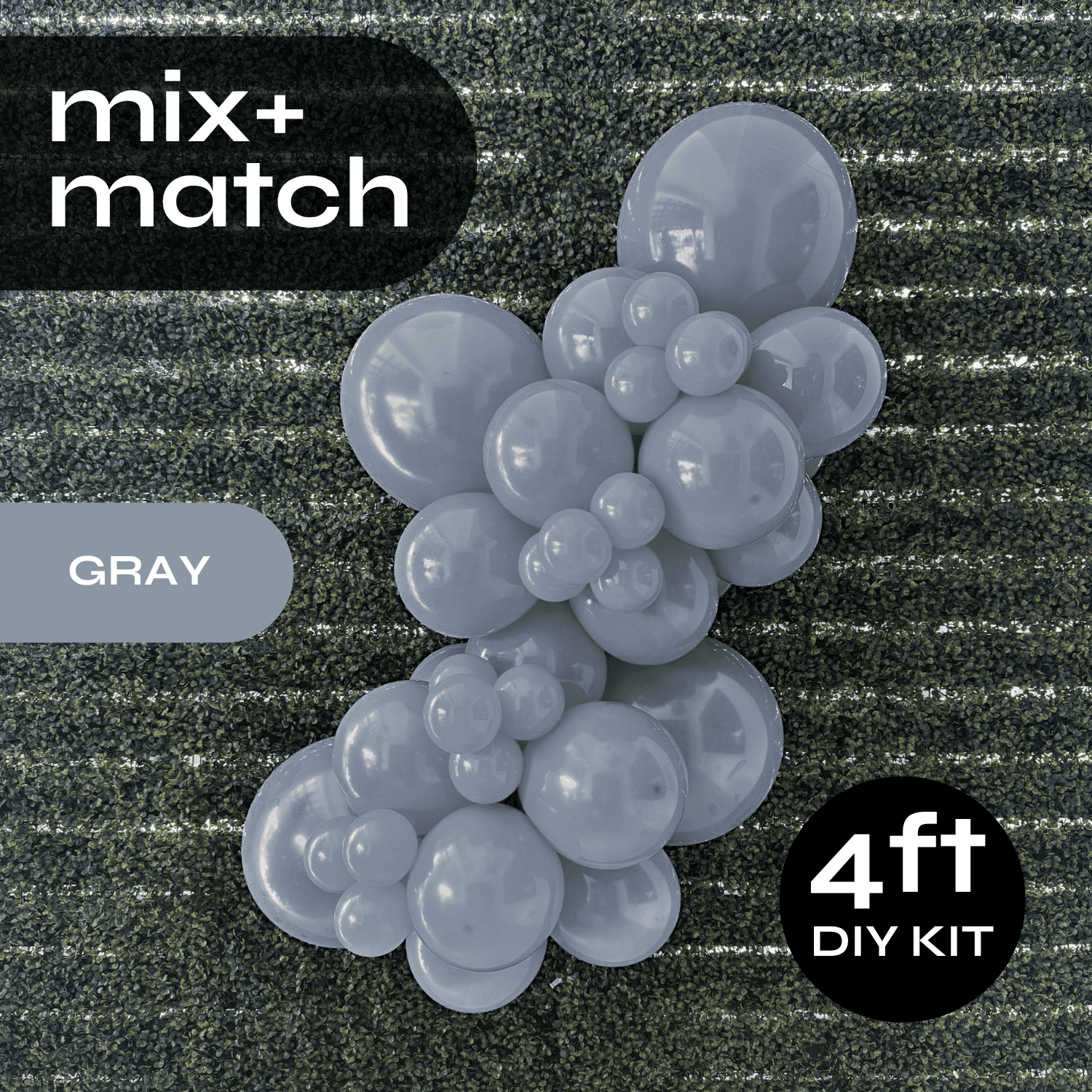 Pop Up Balloon Garland Kit, Mix & Match Gray 4ft Professional Grade ...