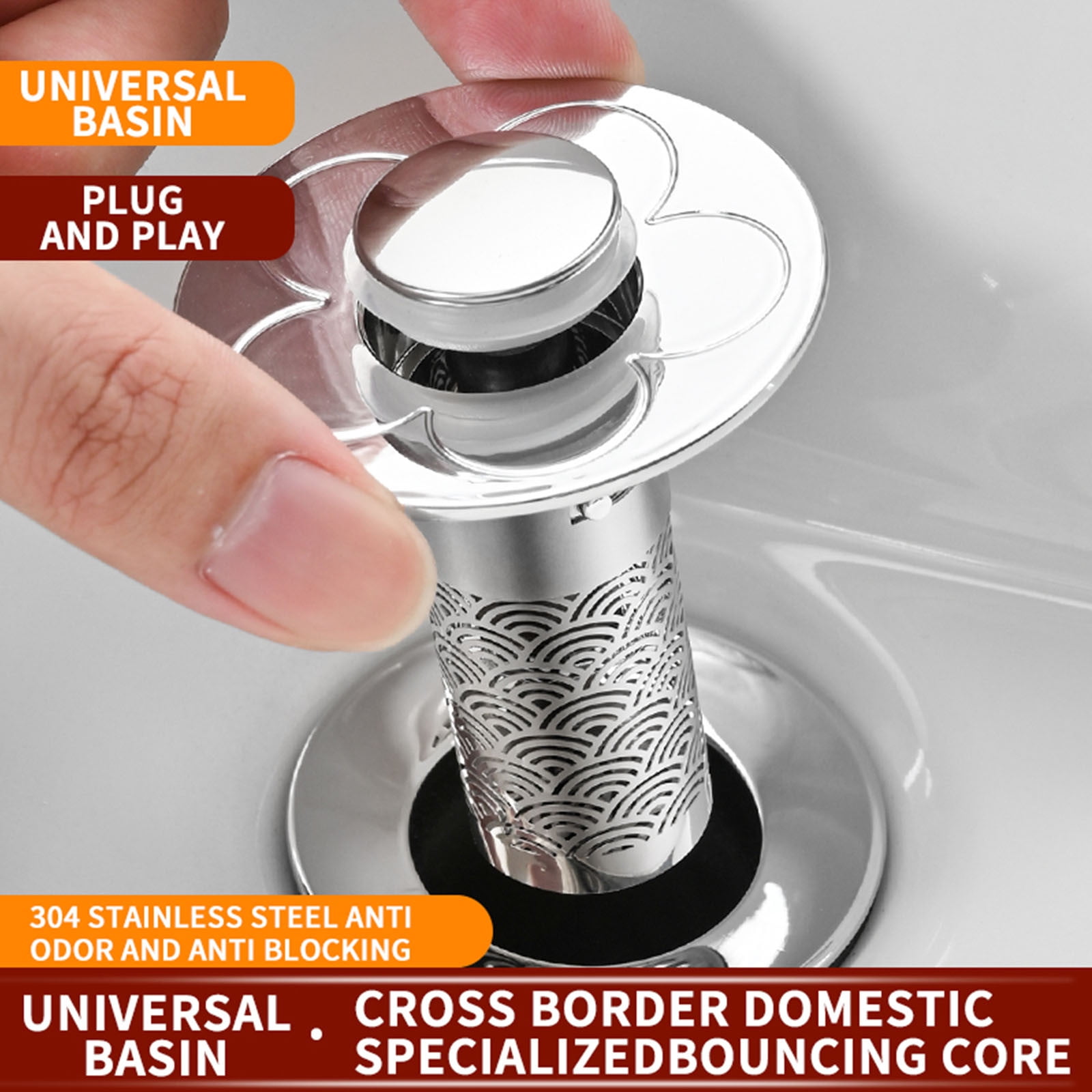 Pop-Up Bathroom Sink Stopper Water Filter | Universal Drain Plug Hair ...