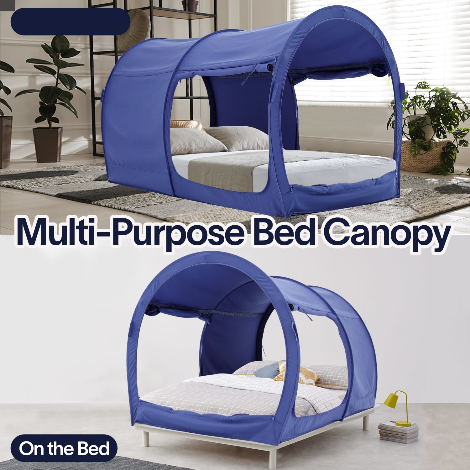 Pop-Up Bed Tent Full Size,Portable Indoor Privacy Bed Canopy with 4 ...