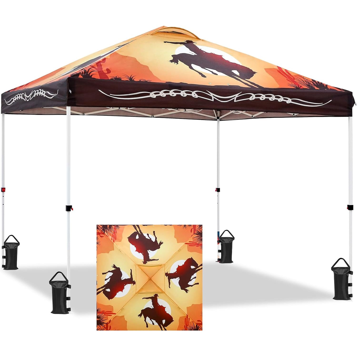 Pop Up Canopy Tent with Wheeled Carry Bag, 8 Stakes, 4 Ropes, 4 Weight ...