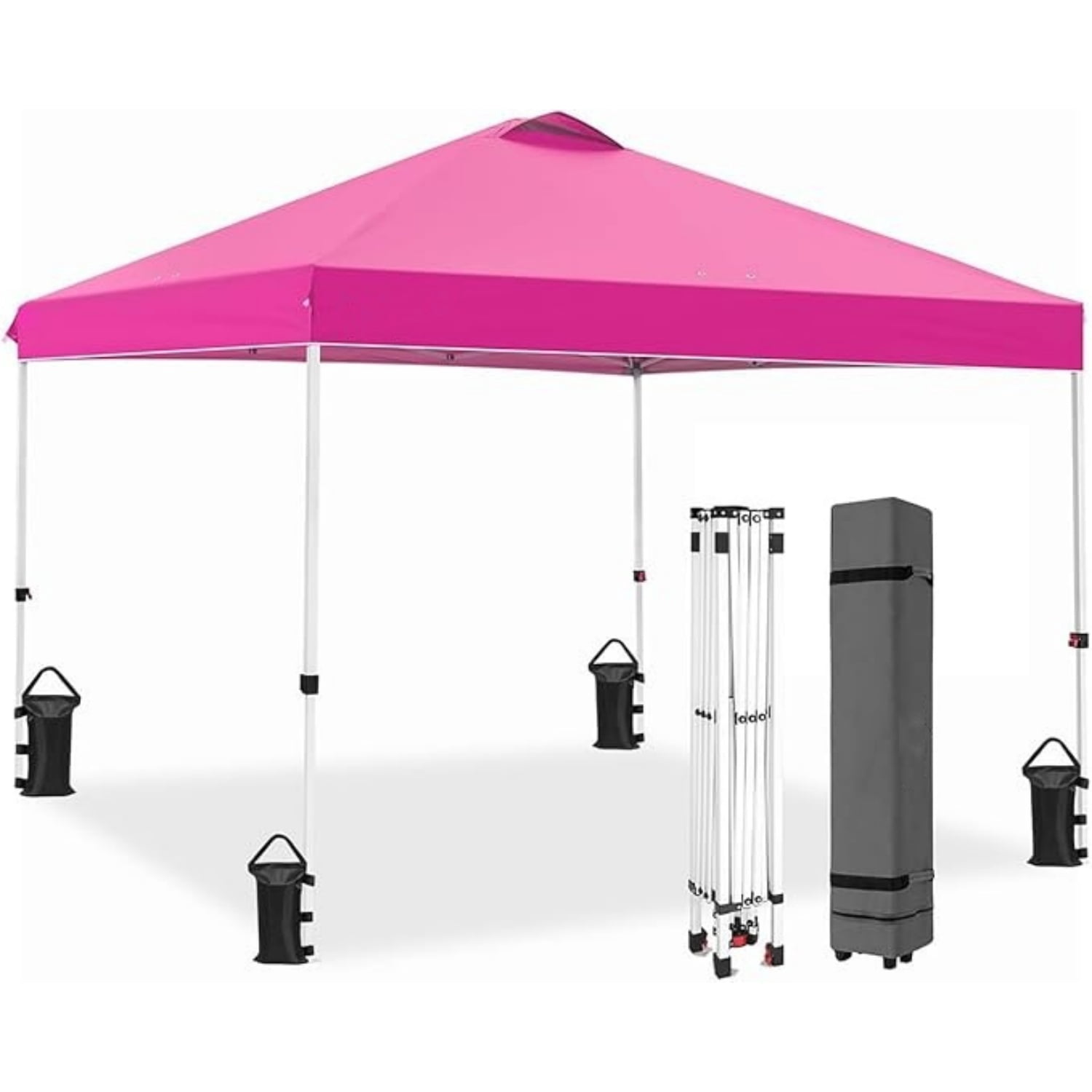 Pop Up Canopy Tent with Wheeled Carry Bag, 8 Stakes, 4 Ropes, 4 Weight ...