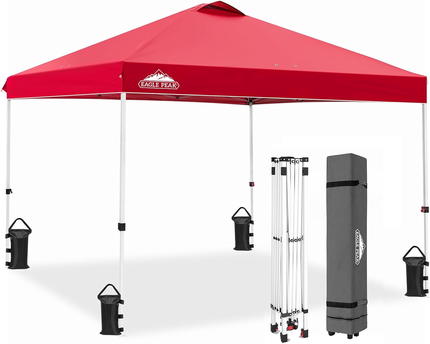 Pop Up Canopy Tent with Wheeled Carry Bag, 8 Stakes, 4 Ropes, 4 Weight ...