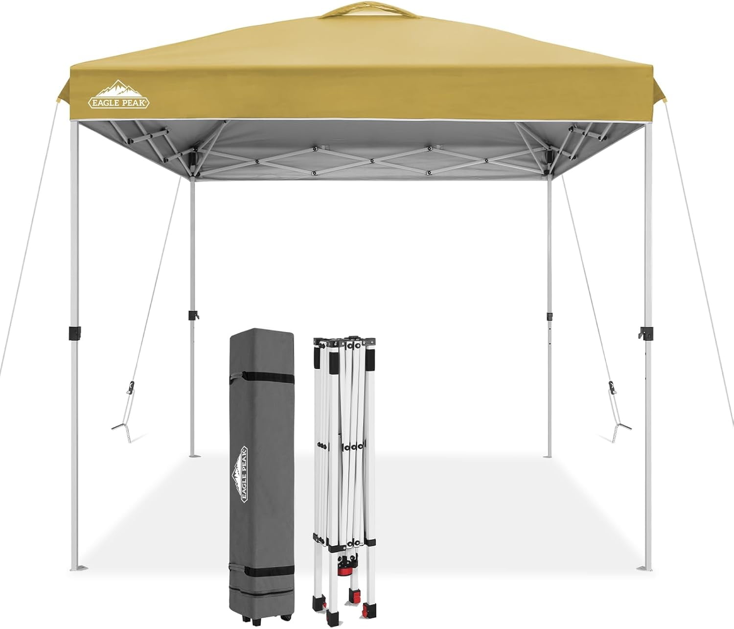Pop Up Canopy Tent with Wheeled Carry Bag, 8 Stakes, 4 Ropes, 4 Weight ...