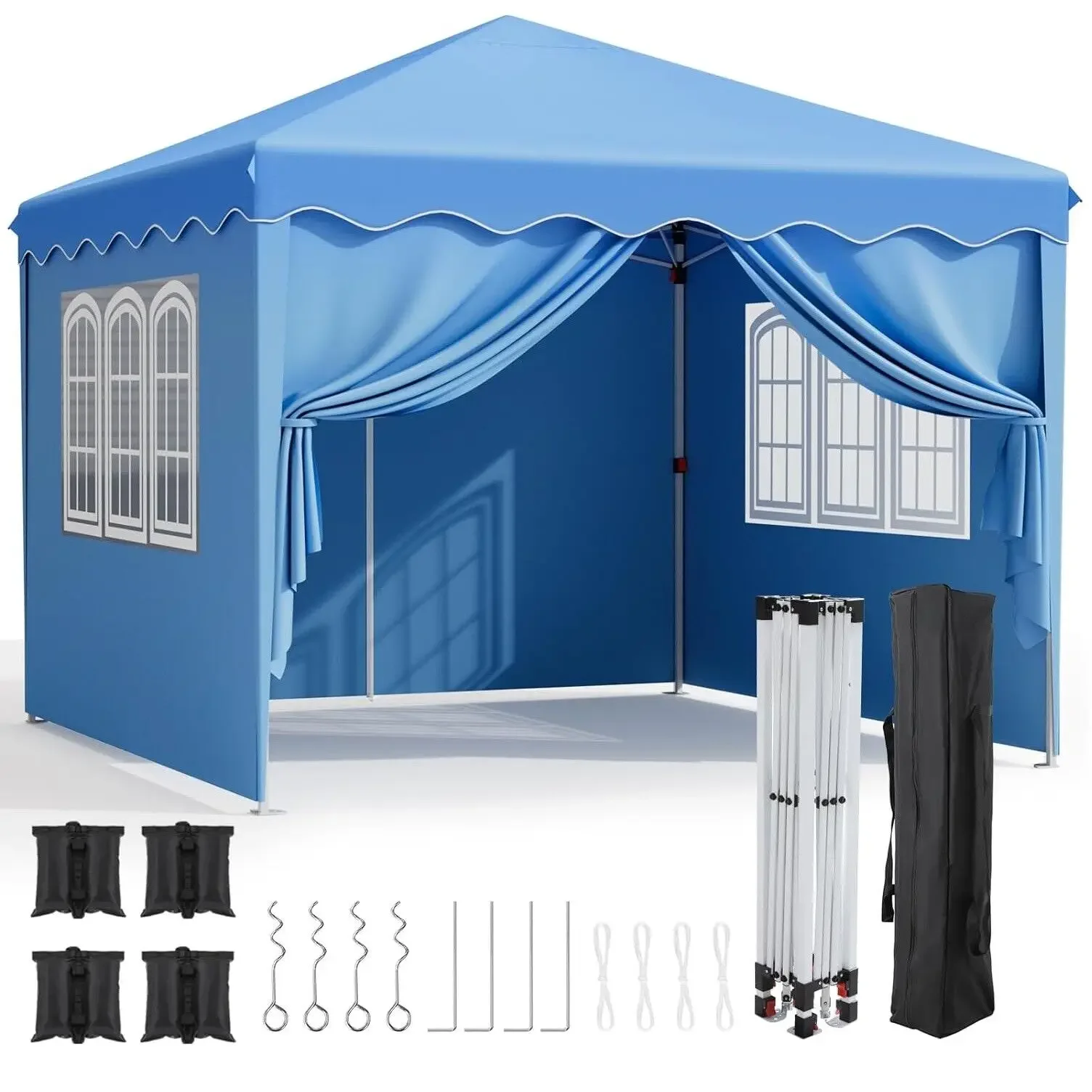Pop Up Canopy with Sidewalls,Outdoor Winter Gazebo, 10'x10'(3x3m) Party ...