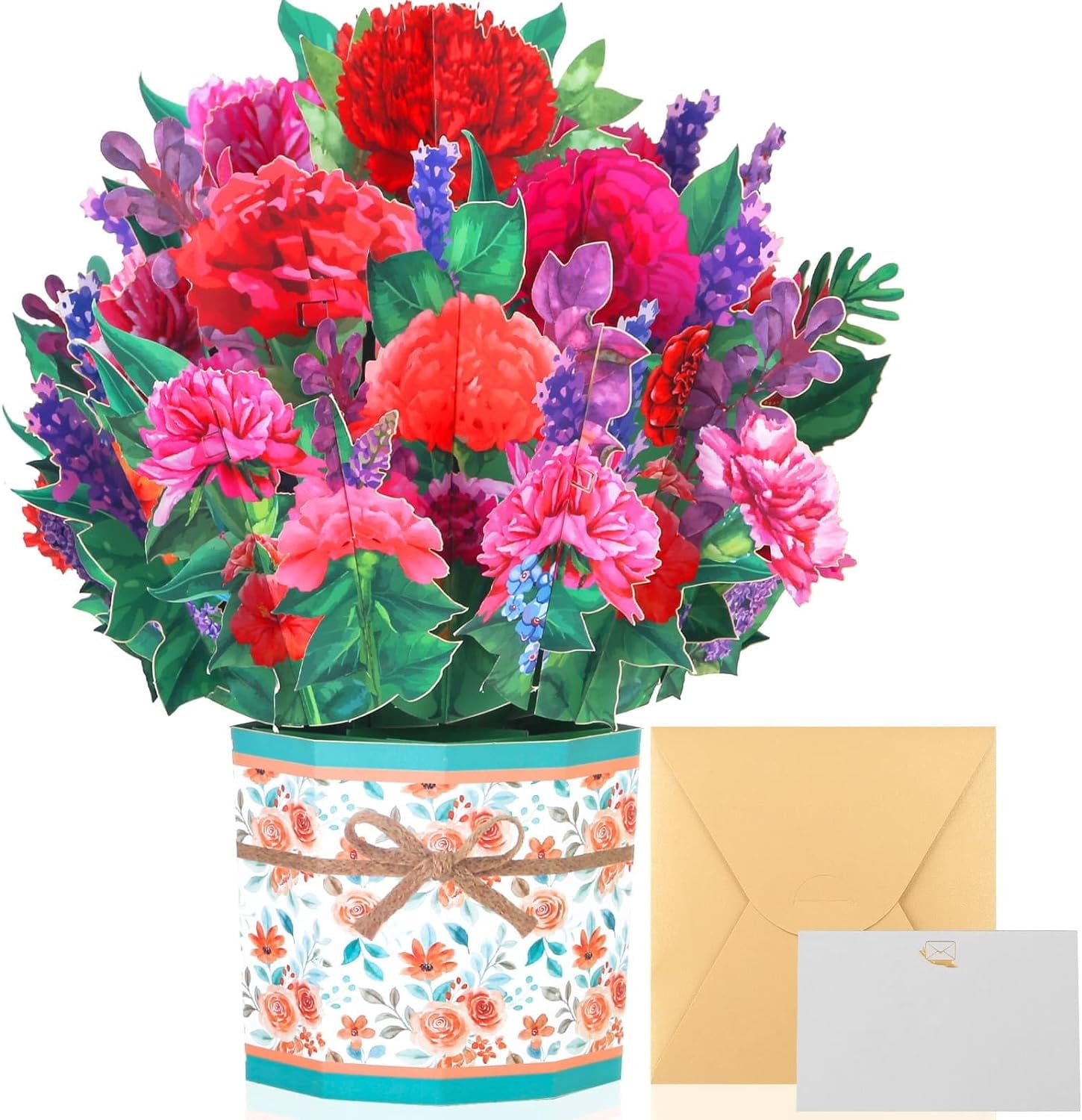 Pop Up Card, 3D Flower Bouquet Greeting Cards for Women with Note Card ...