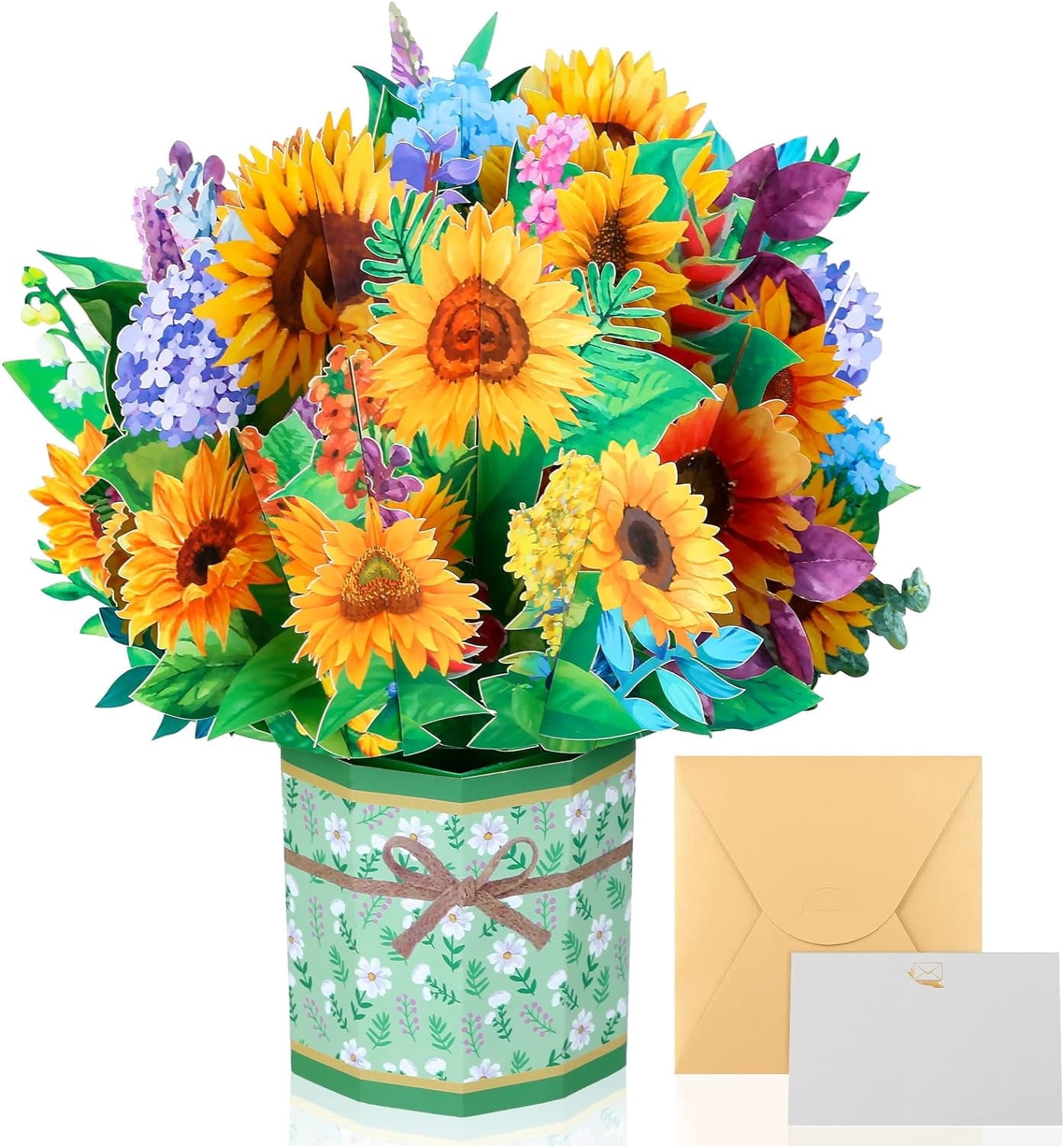 Pop Up Card, 3D Flower Bouquet Greeting Cards for Women with Note Card ...