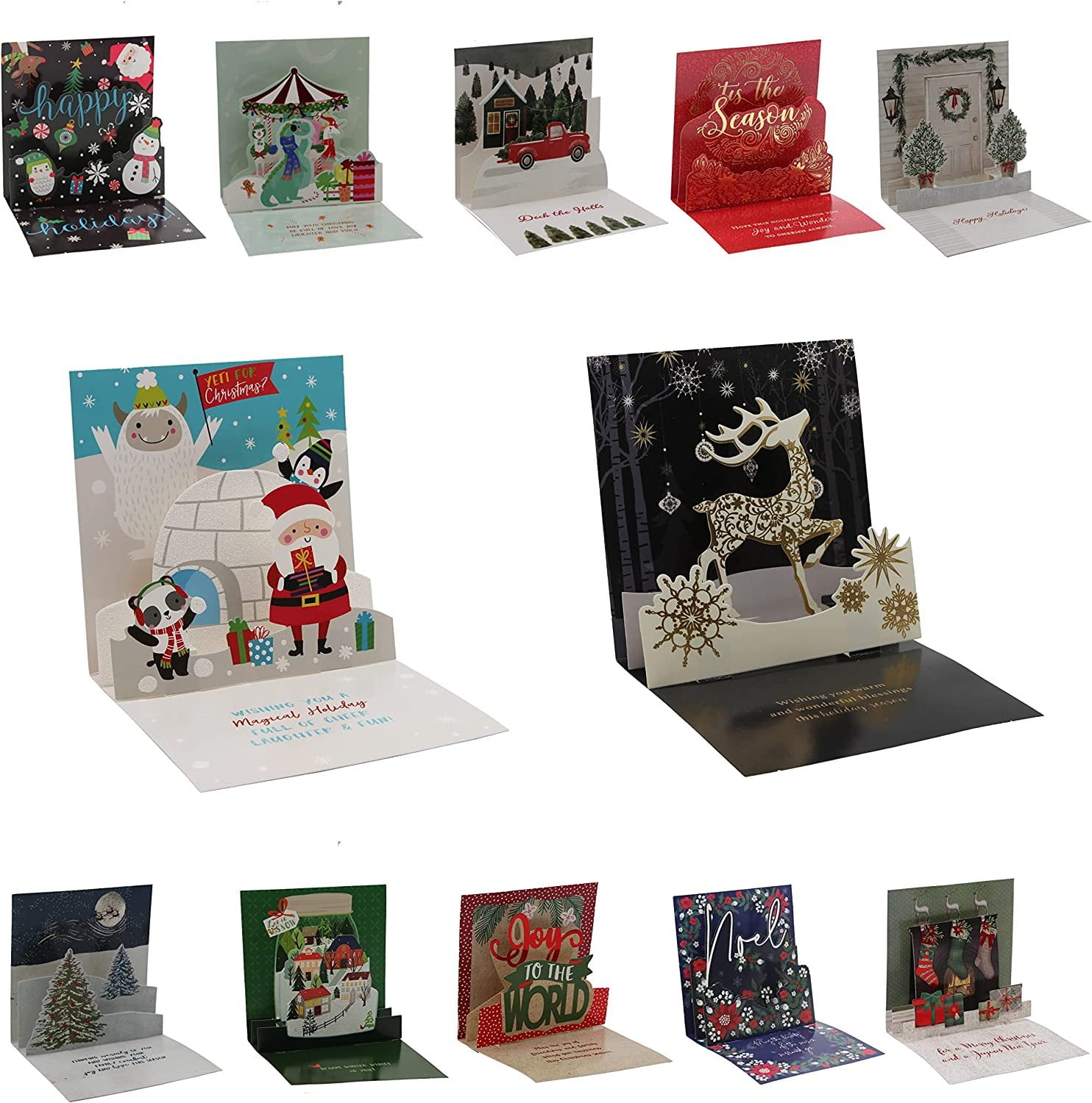 Pop Up Christmas Cards Set of 12 for Kids and Adults, Individual Family Holiday Cards - Walmart.com