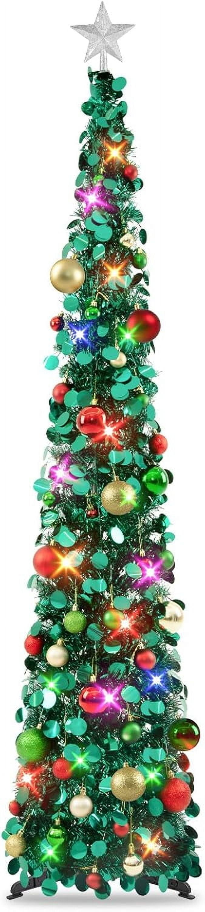 Pop Up Christmas Tree with Lights & 40 Balls, 6Ft Collapsible Green ...