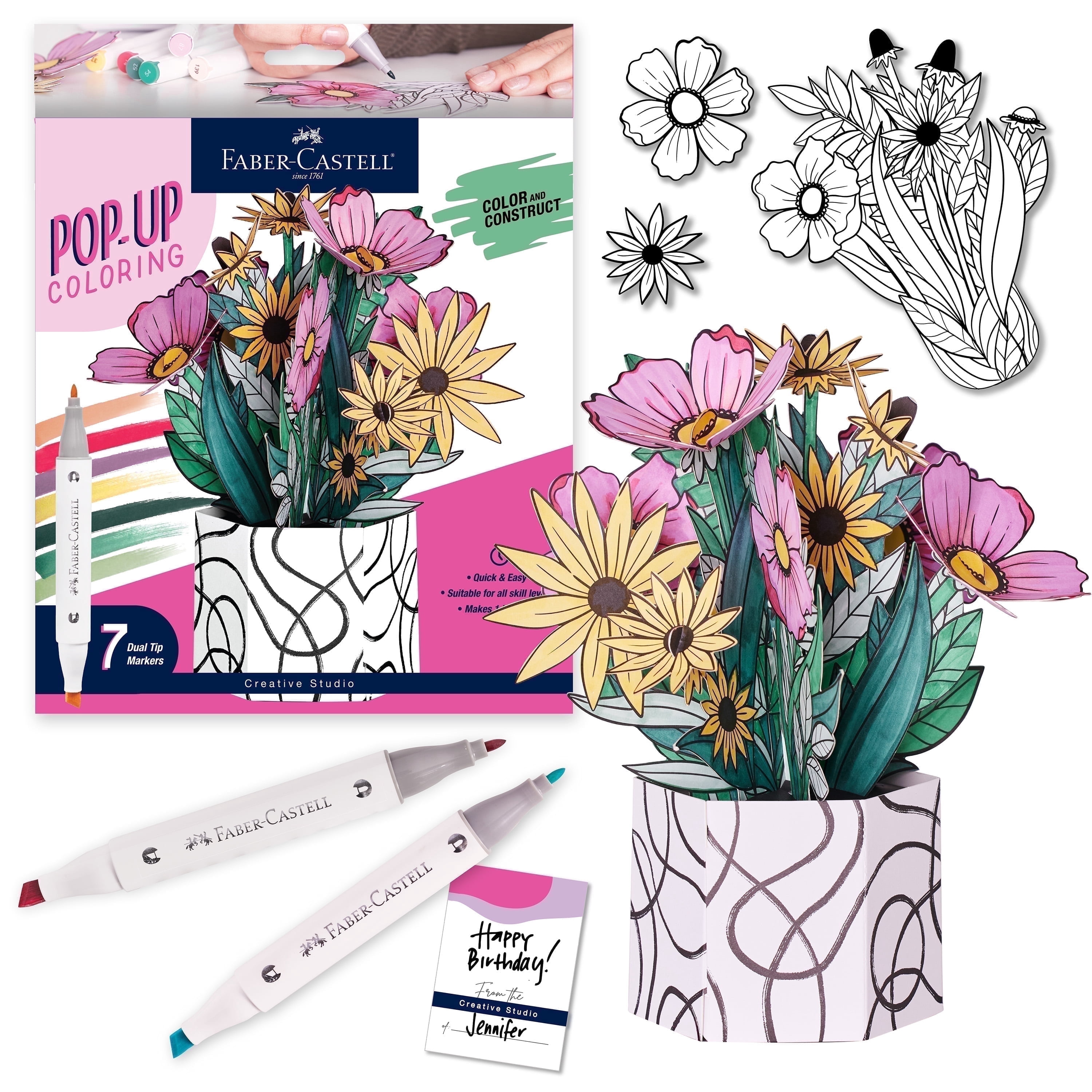 Faber-Castell Pop Up Coloring Bouquet: Wildflower - Adult Coloring ...