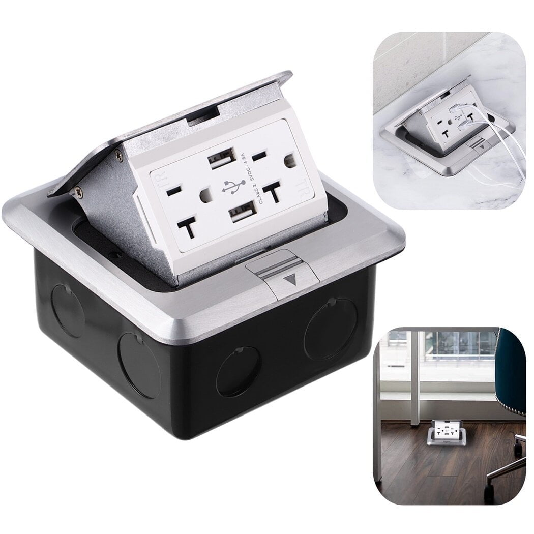 Pop Up Floor Outlet Box, Waterproof Electrical Recessed Outlet Box with ...