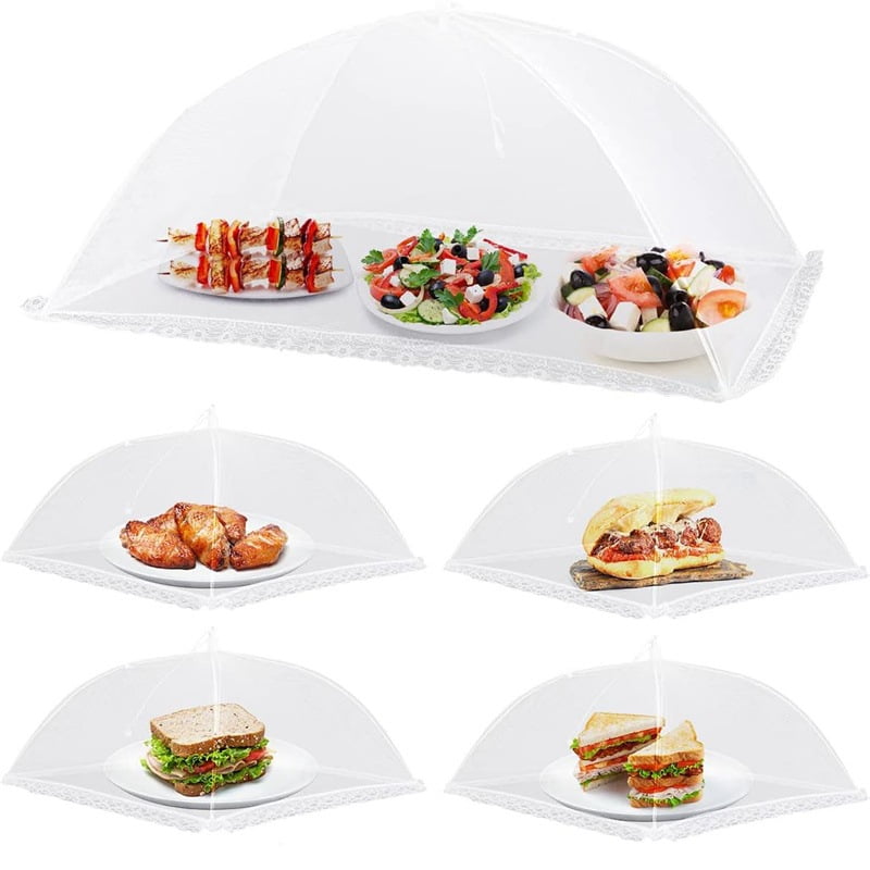 Pop Up Food Cover Mesh Dome 17 Inch Large Collapsible Plate Cover Fly ...
