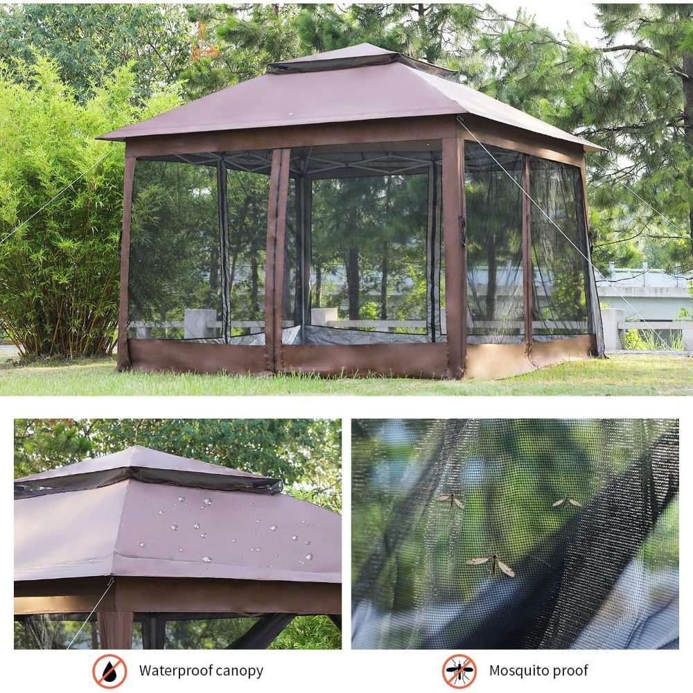 Pop-Up Gazebo Outdoor Patio Canopy with Mosquito Netting and Double ...