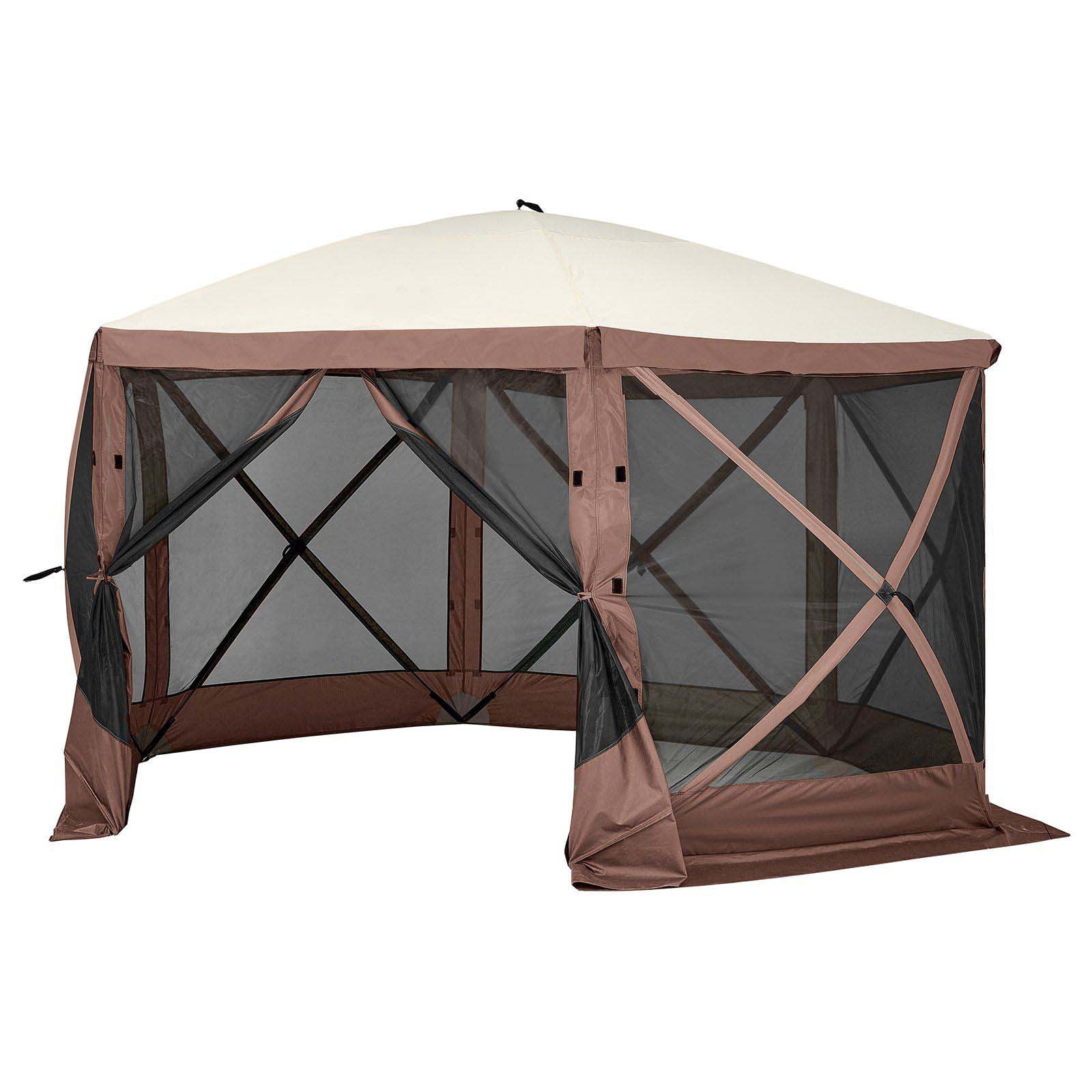 Pop Up Gazebo Tent, 11.5x11.5FT 6-Sided Screen Canopy Sun Shelter with ...