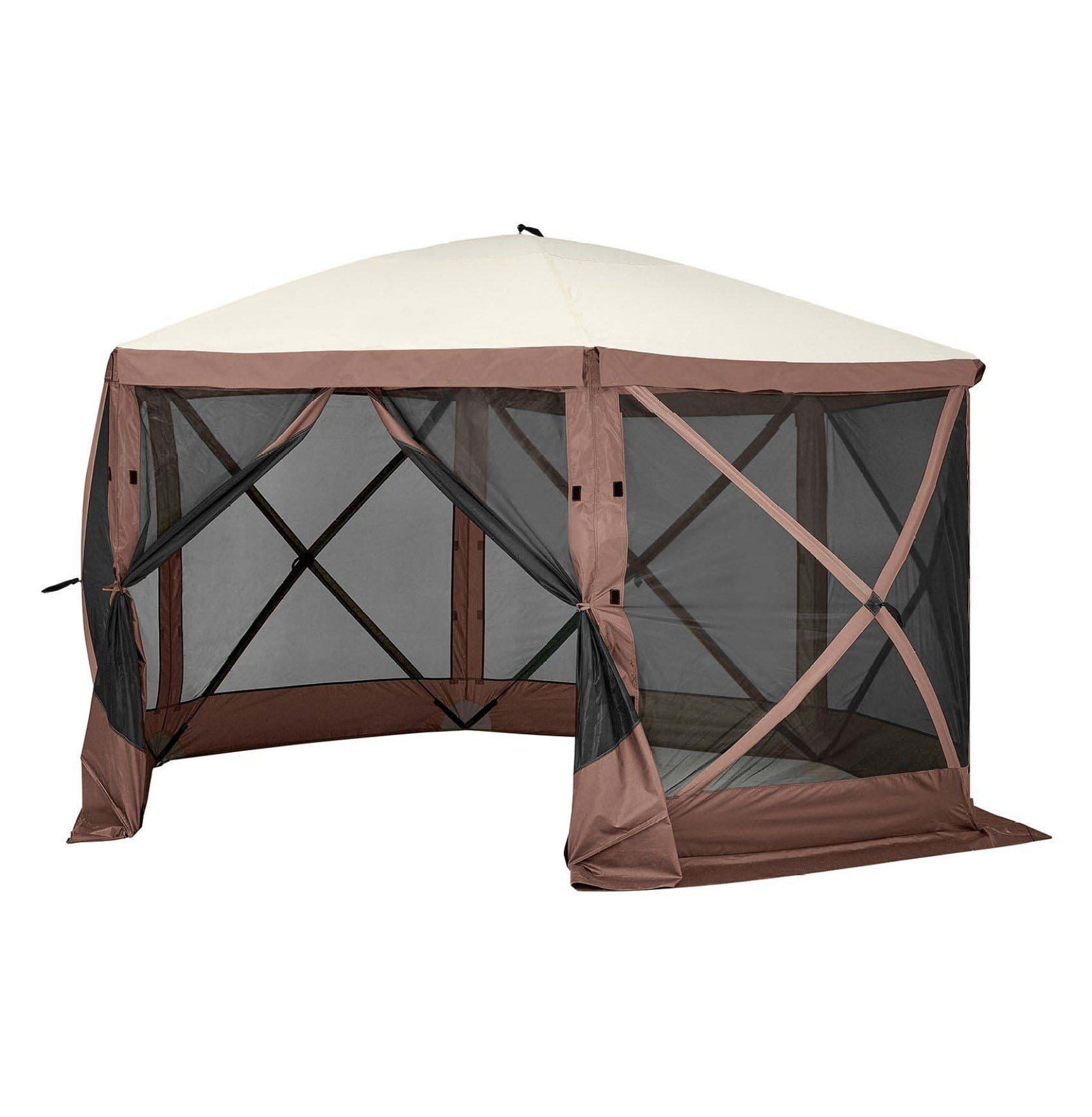 Pop Up Gazebo Tent, 11.5x11.5FT 6 Sided Screen Tent with Privacy Cloths ...