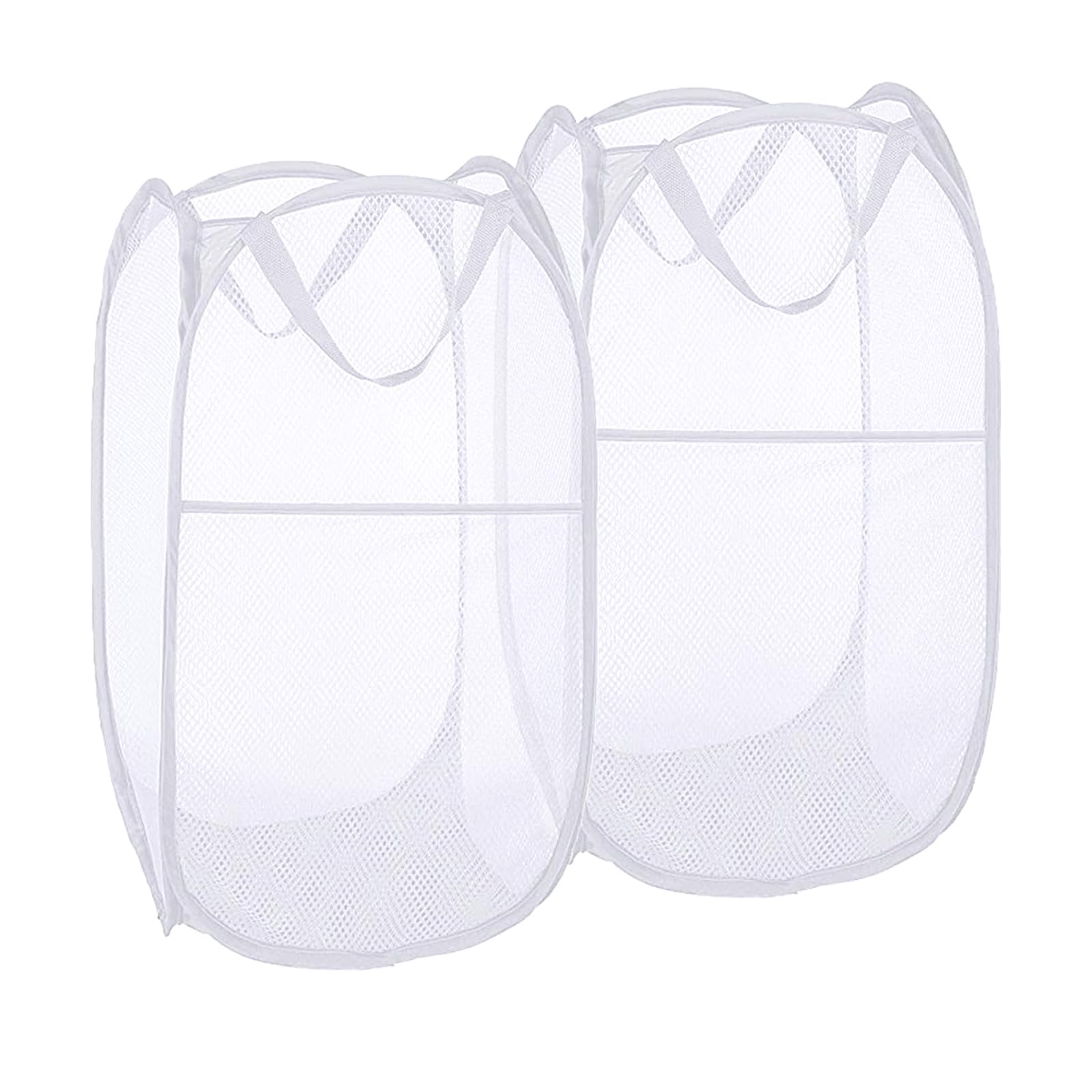 Pop Up Mesh Laundry Bins 2 Pack, Foldable Hampers for Clothes, Bathroom ...