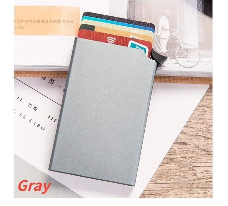 Pop Up Metal Credit Card Holder RFID Blocking Minimal Slim Mens Money ...