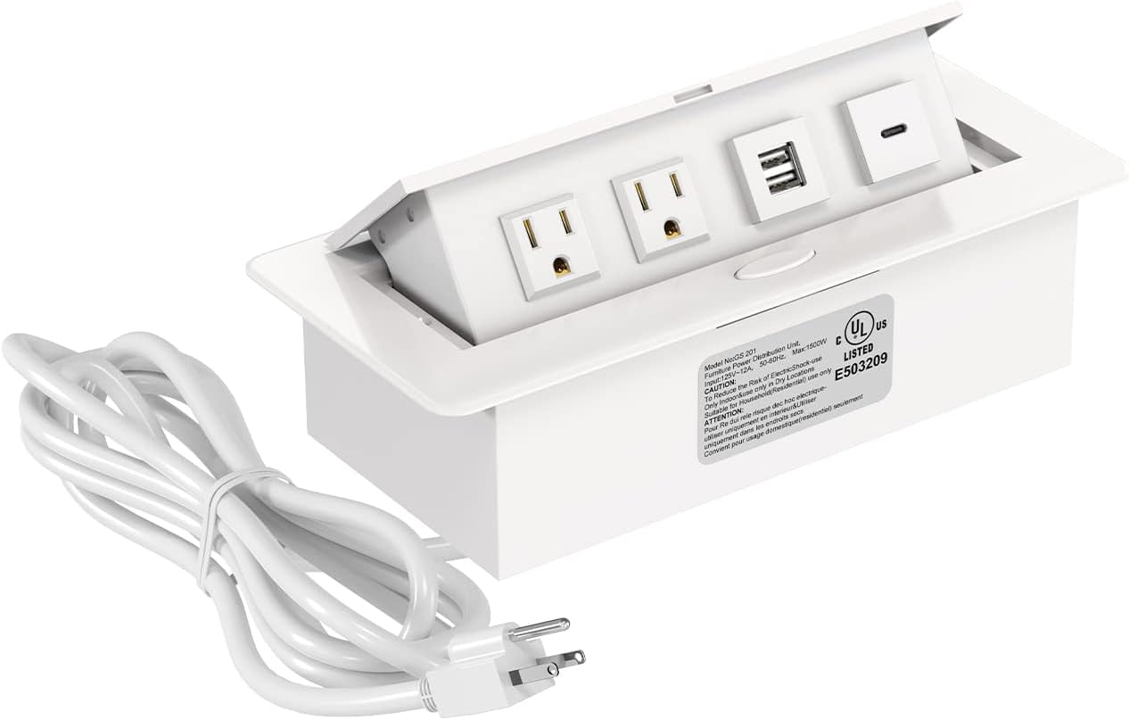 Pop Up Outlet with USB C PD 20W, Connection Box Desktop Pop Up Outlet ...