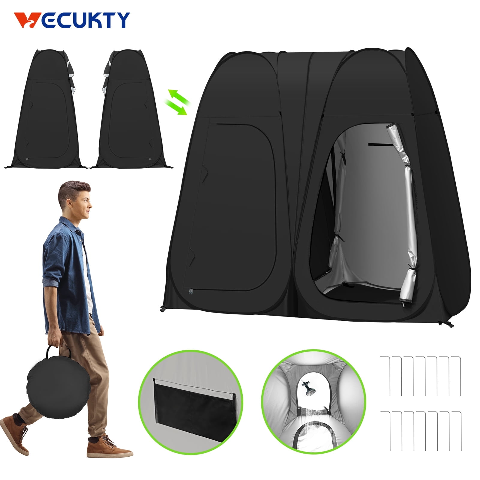 VECUKTY Portable Pop Up Camping Shelter with Floor, Changing Tent ...