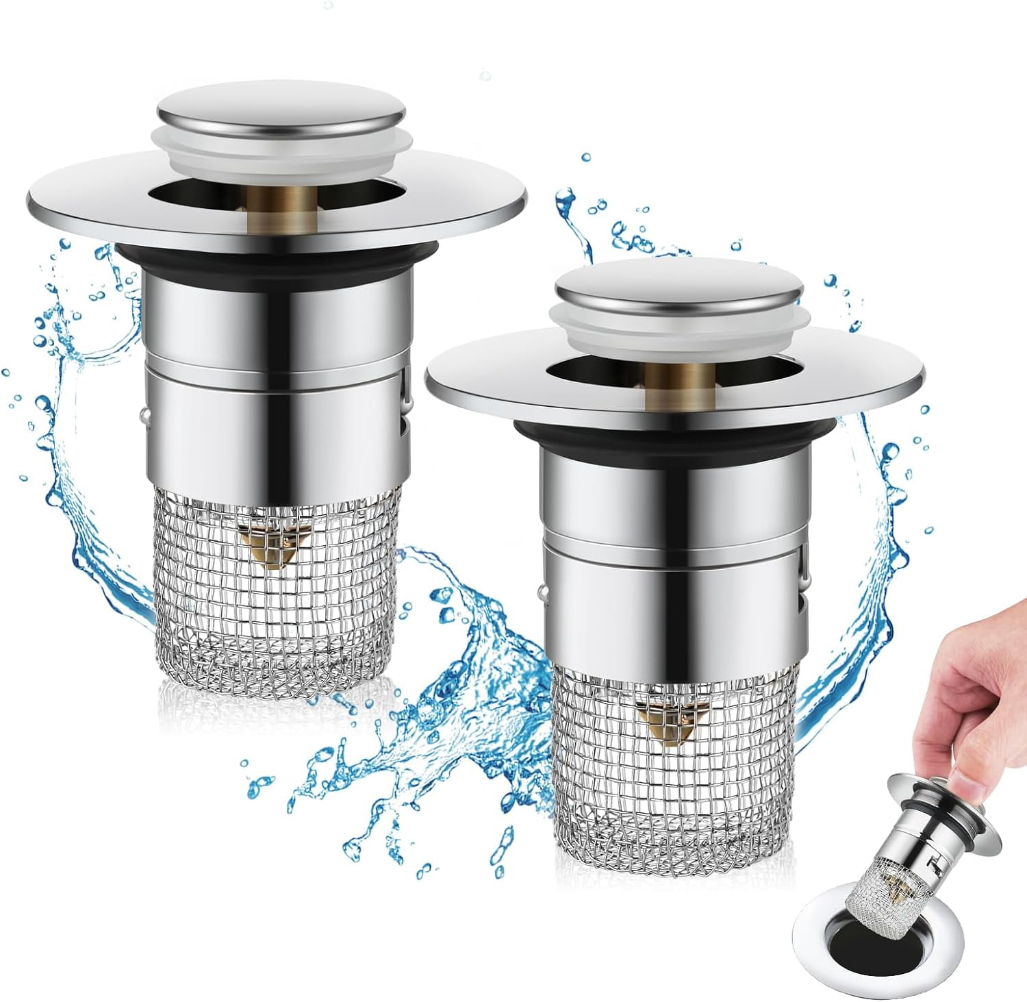 Pop Up Sink Drain Filter with Removable Stainless Steel Filter Basket ...