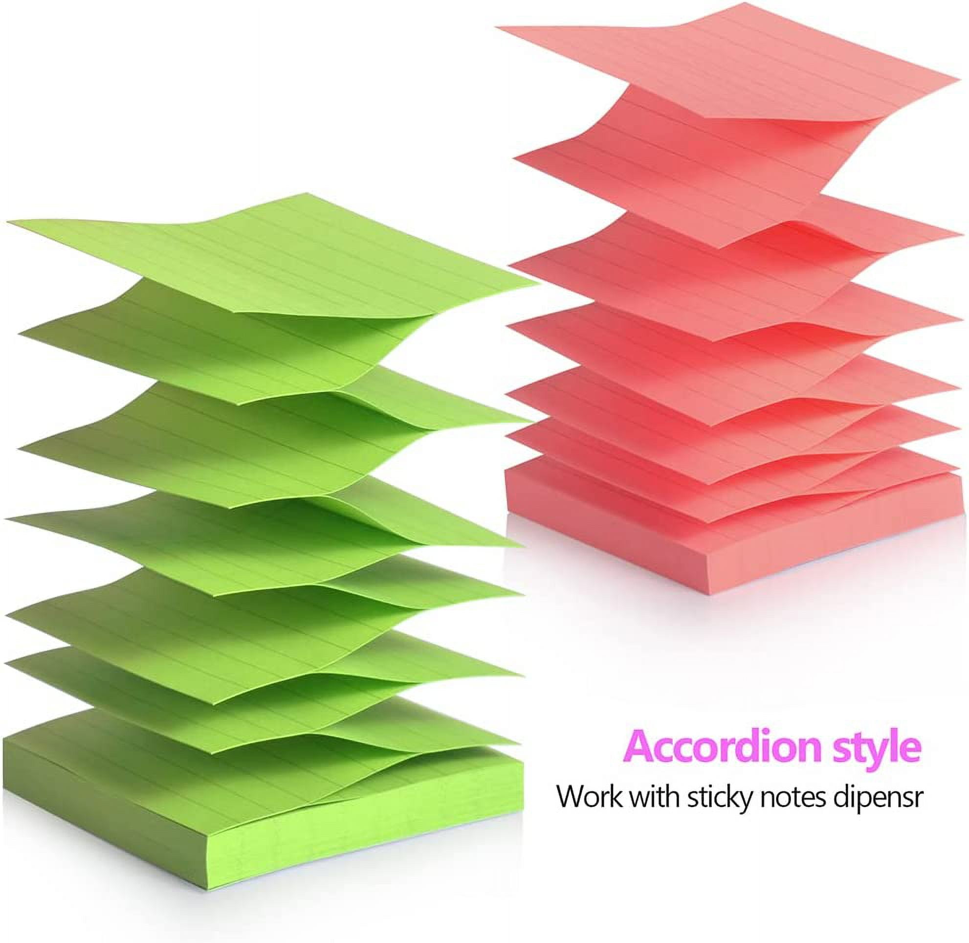 Pop Up Sticky Notes 3X3, Easy Post Pop Up Notes Refill, Lined Accordion ...