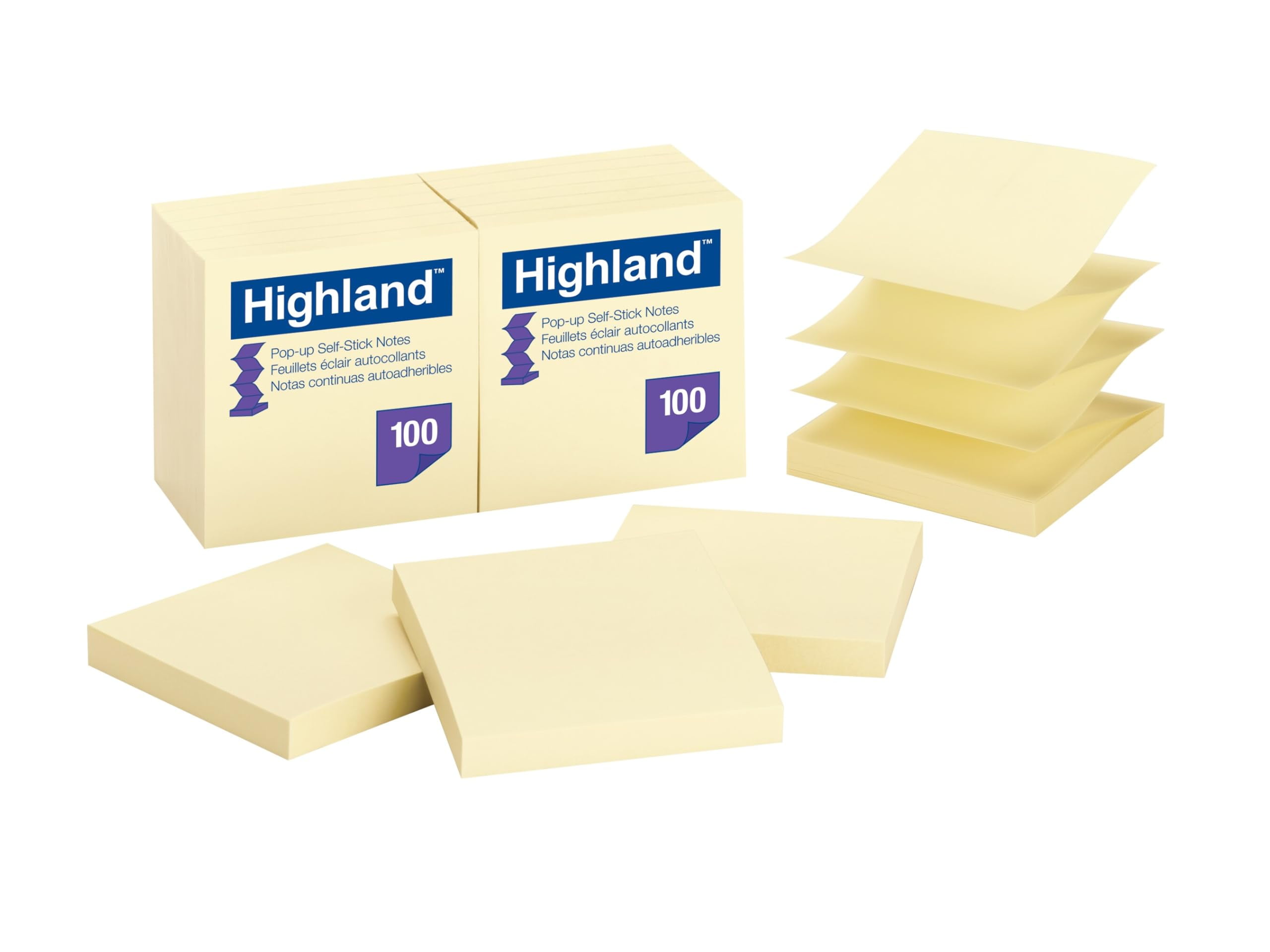 Pop Up Sticky Notes, 3x3 Inches Self Stick Notes, 12 Pack Yellow Sticky ...
