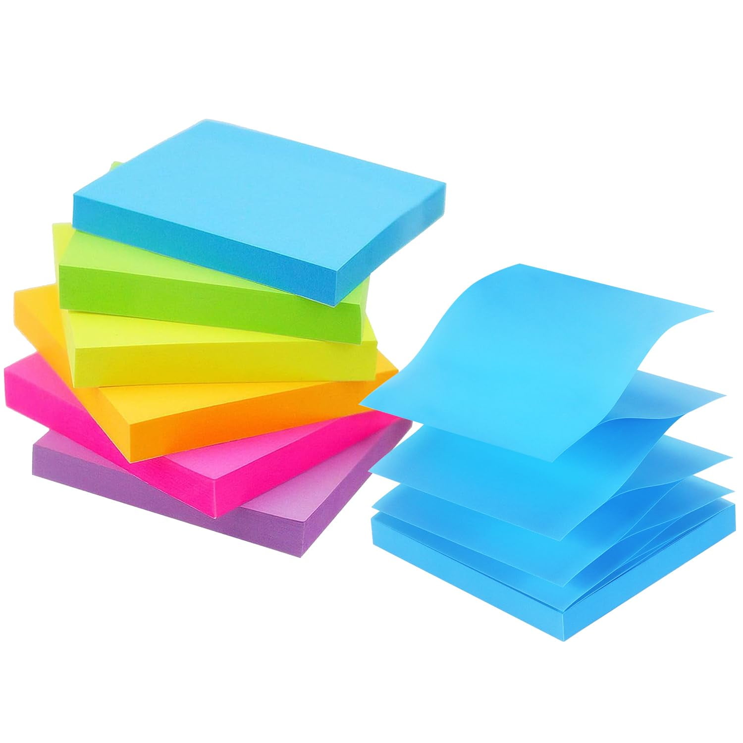 Pop Up Sticky Notes 3x3 Refill Pads, 6 Pack with 100 Sheets Per Pad ...