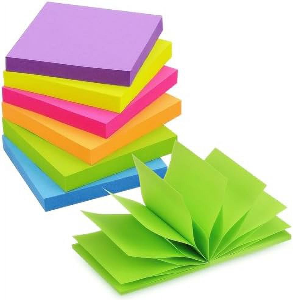 Pop Up Sticky Notes 3x3 inch Bright Colors Self-Stick Pads 6 Pads/Pack ...