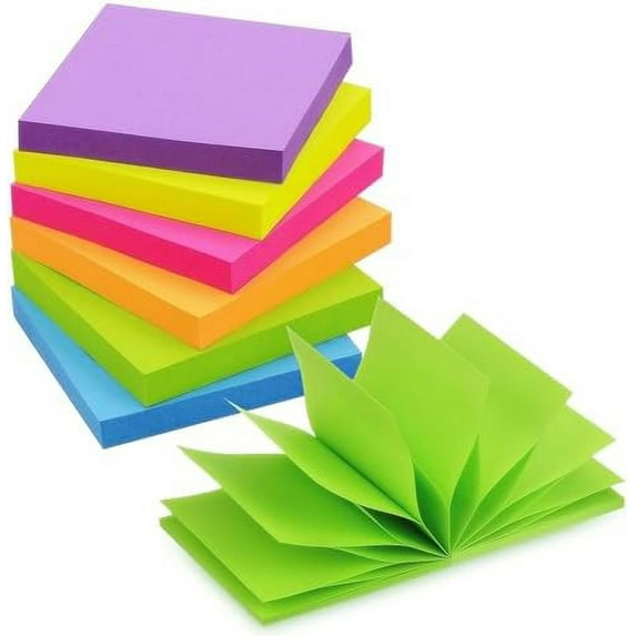 Pop Up Sticky Notes 3x3 inch Bright Colors Self-Stick Pads 6 Pads/Pack ...