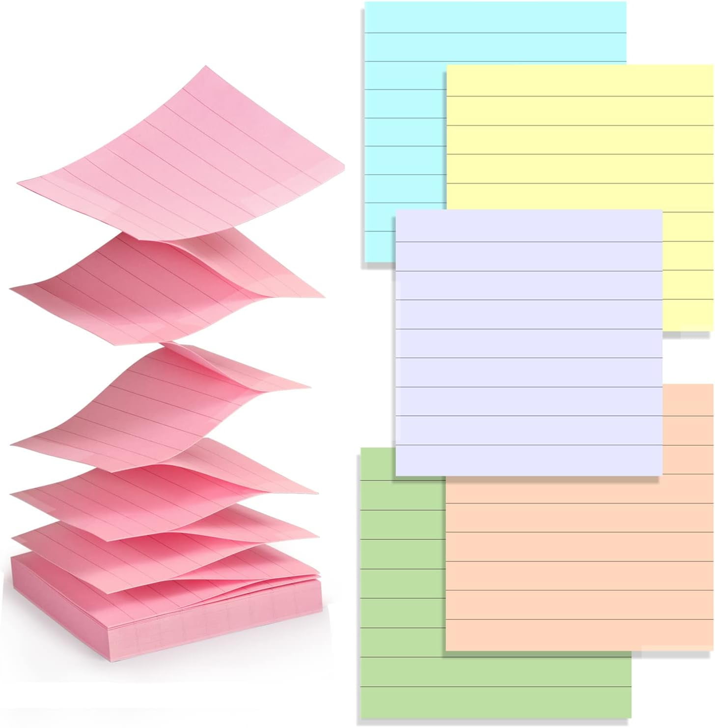Pop Up Sticky Notes Lined 3x3 inch , Easy to Post Sticky Notes with ...
