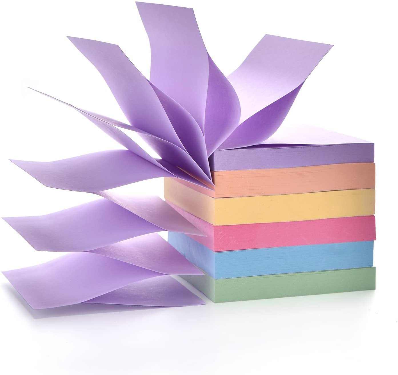 Pop Up Sticky Notes Pad, 3 in x 3 in Candy Color Easy Post Notes 6 Pad ...