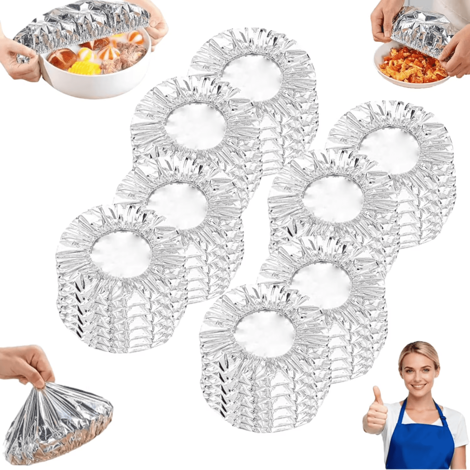 Pop-Up Tin Foil Food Insulation Cover, 10/50/100-Pack Reusable Aluminum ...