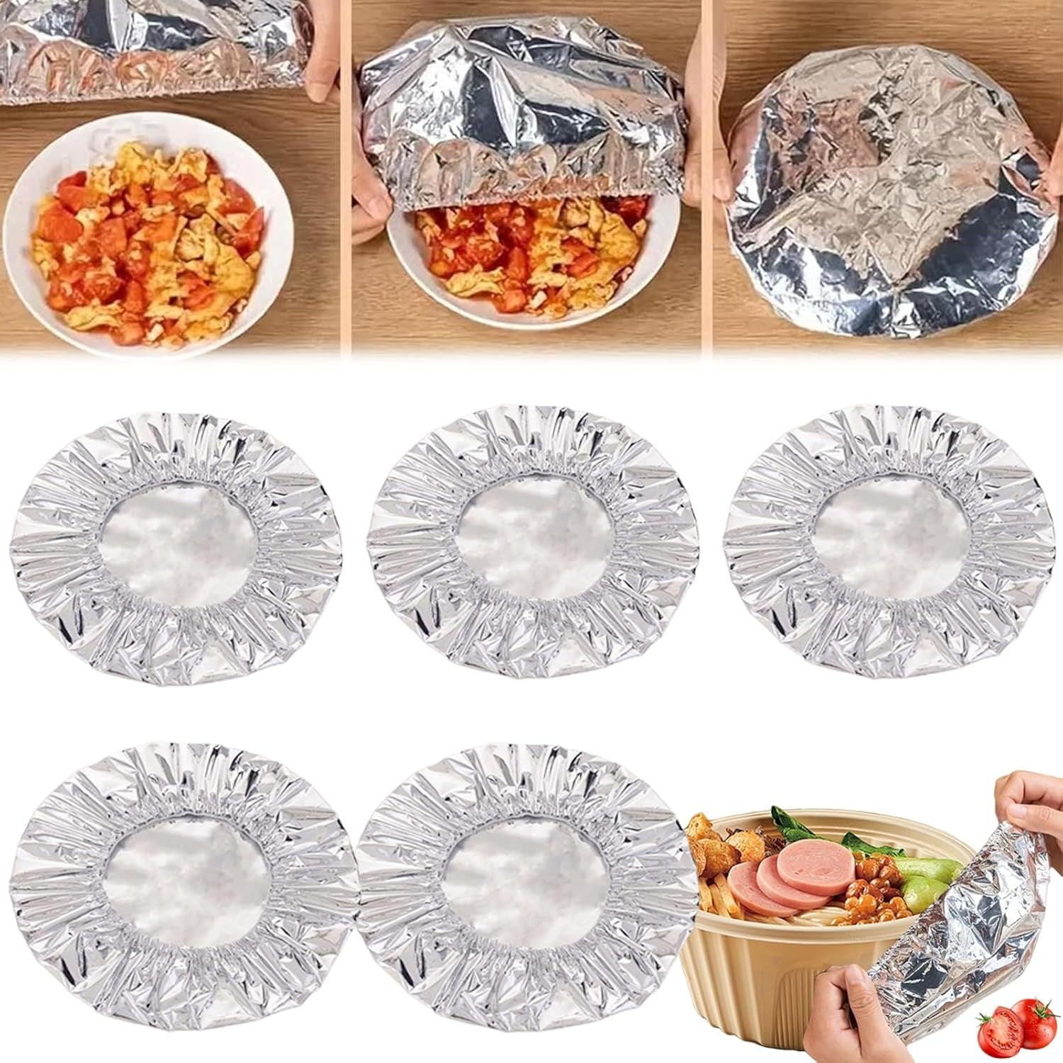 Pop-Up Tin Foil Food Insulation Cover, Reusable Aluminum Foil Heat Lid ...
