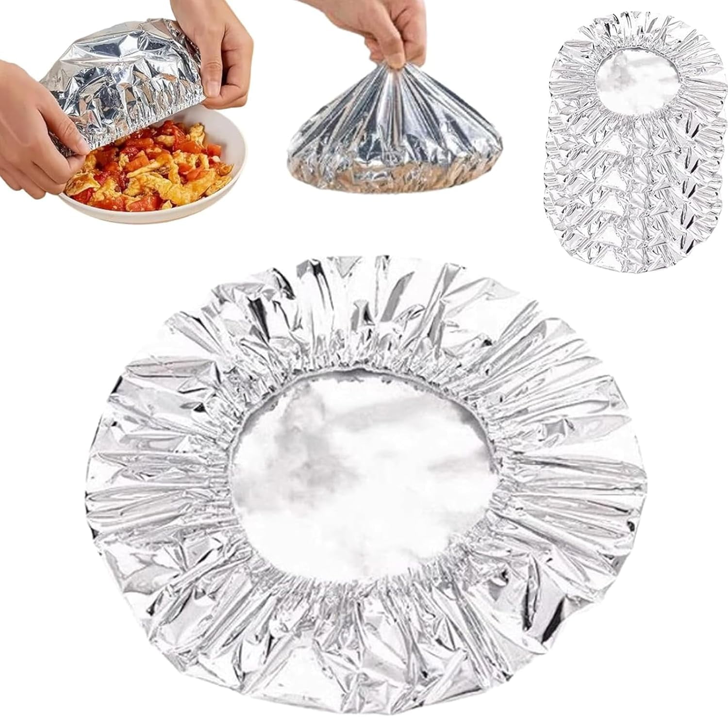 Pop-Up Tin Foil Food Insulation Cover, Reusable Aluminum Foil Lid with ...