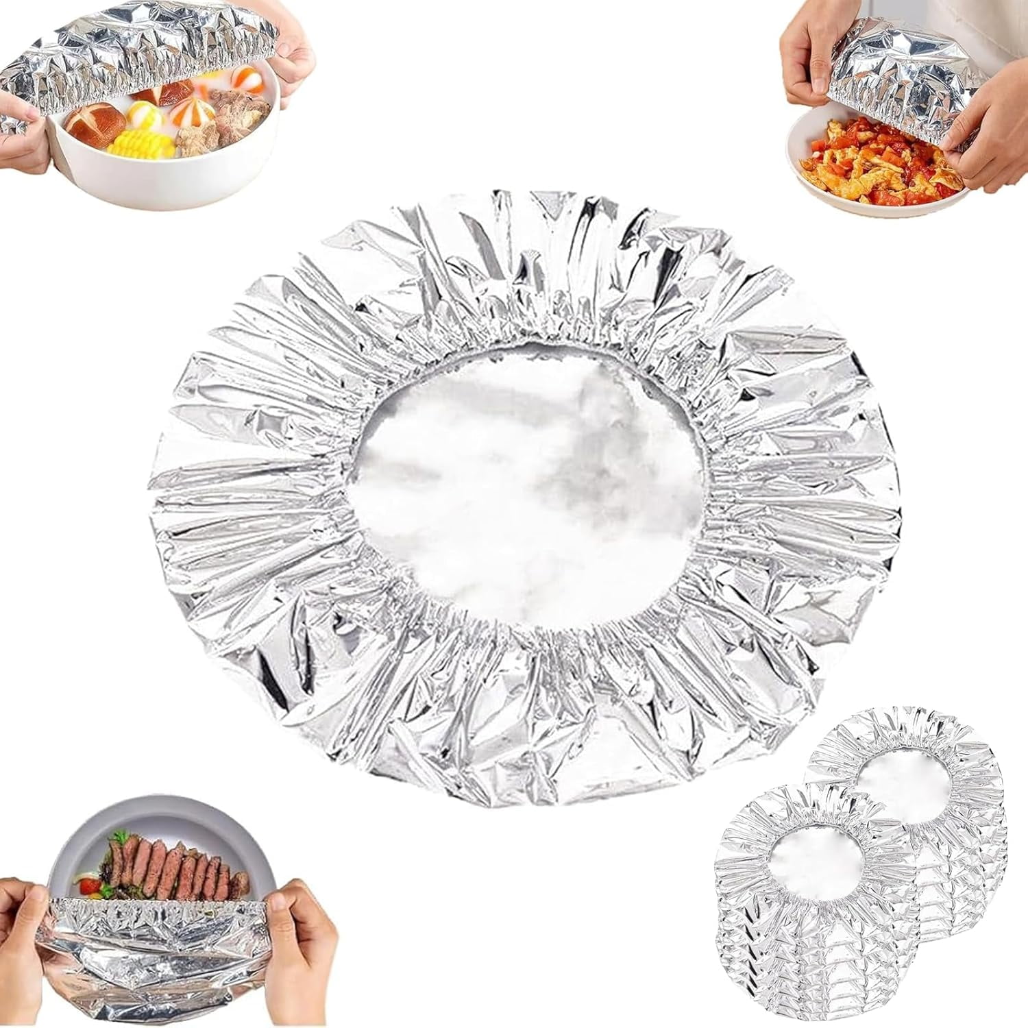 Pop-Up Tin Foil Food Insulation Cover, Reusable Aluminum Foil Lids with ...