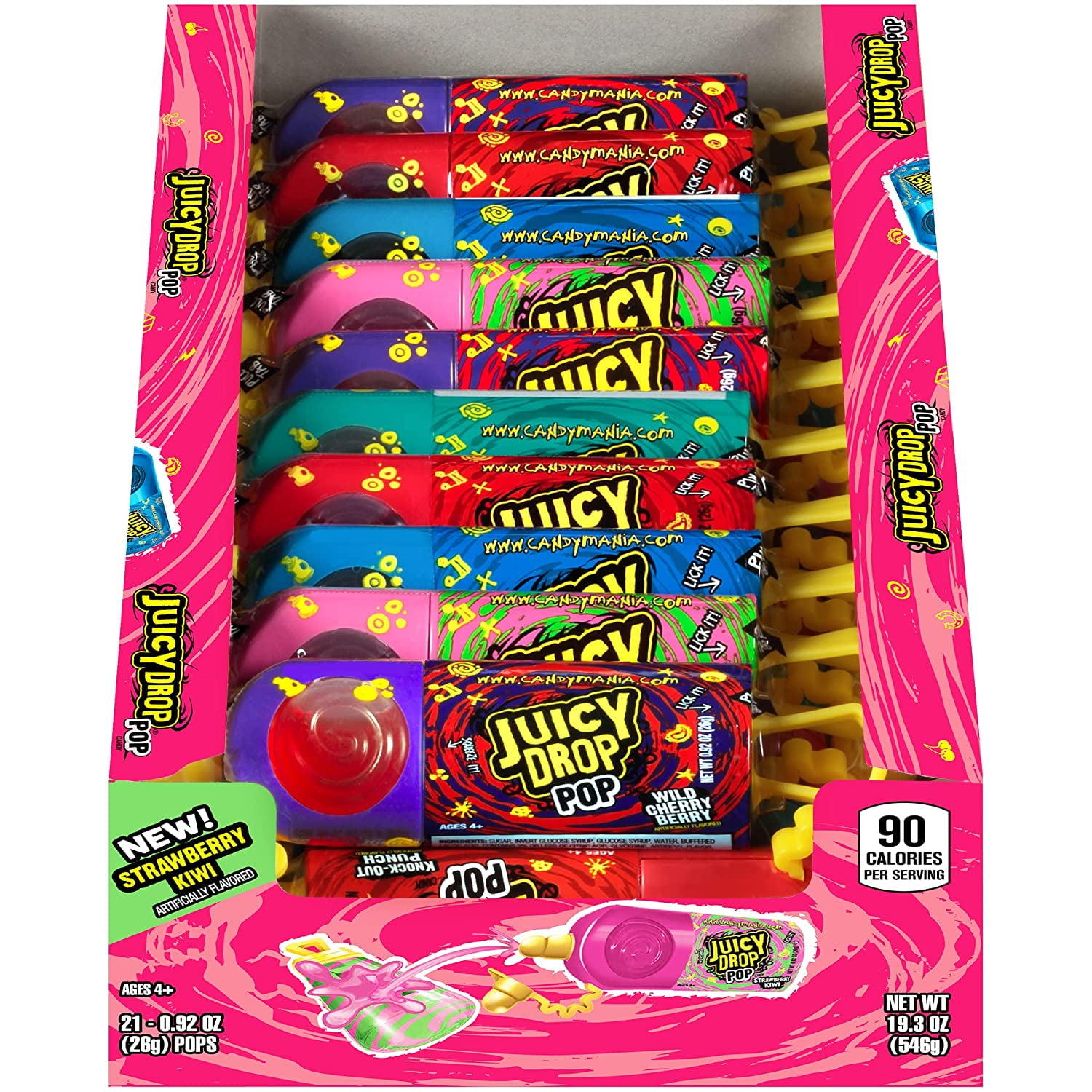 Pop Variety Pack, Assorted Flavors Sweet Lollipops with Sour Liquid ...