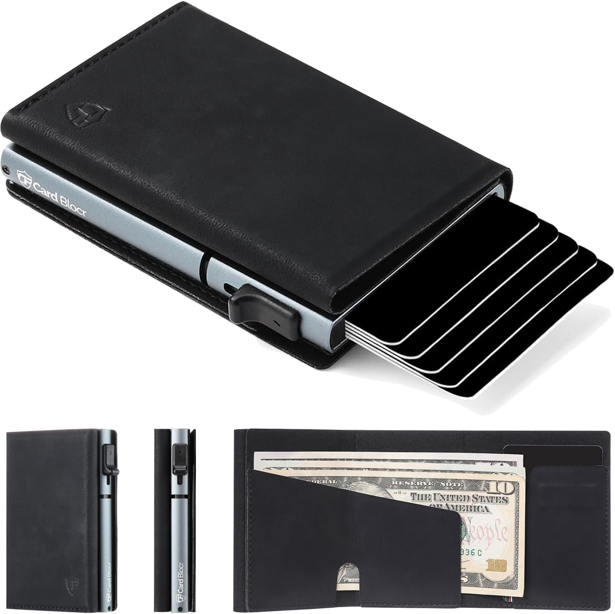 Pop Up Wallet for Men - RFID Blocking Slim Metal Card Holder Wallet ...