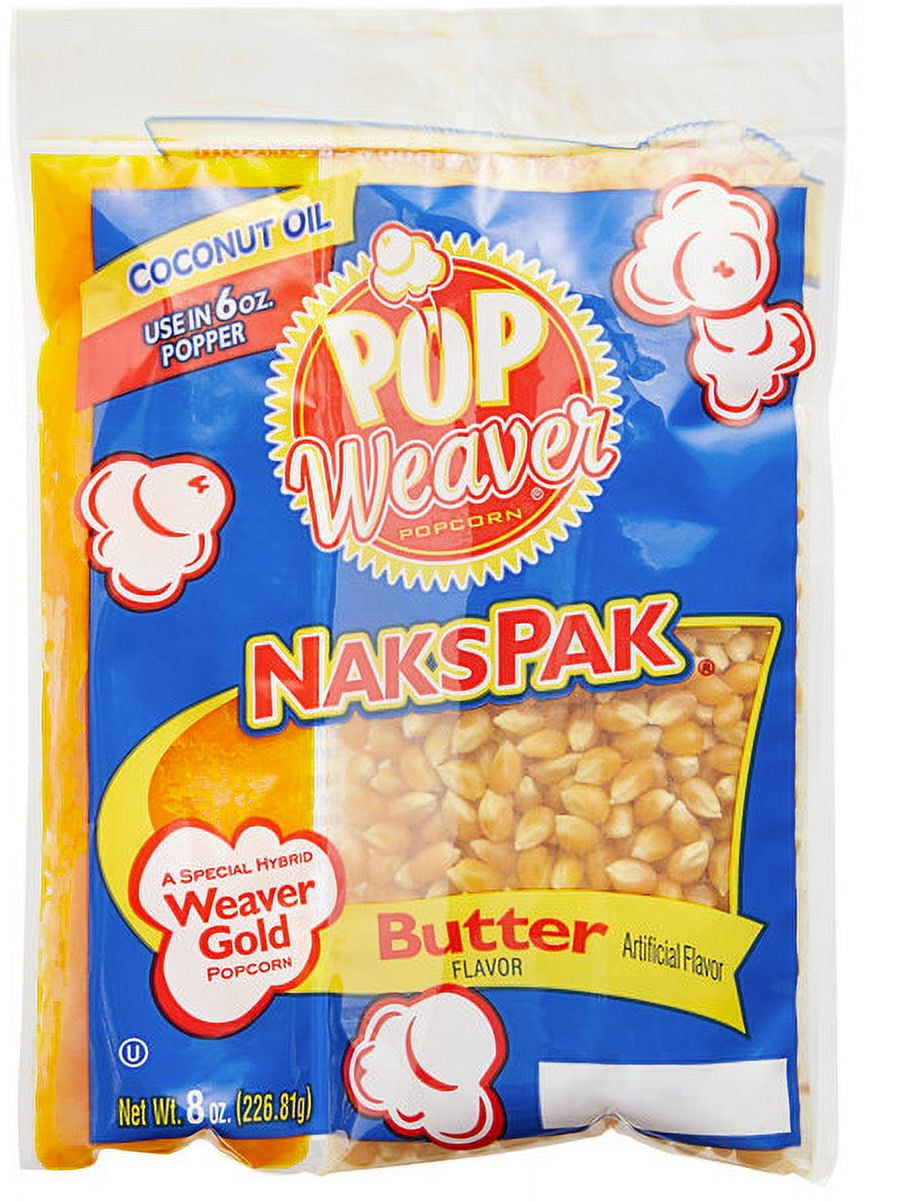 Pop Weaver Naks Pak 8oz Butter Flavored Coconut Oil and Popcorn, Case ...