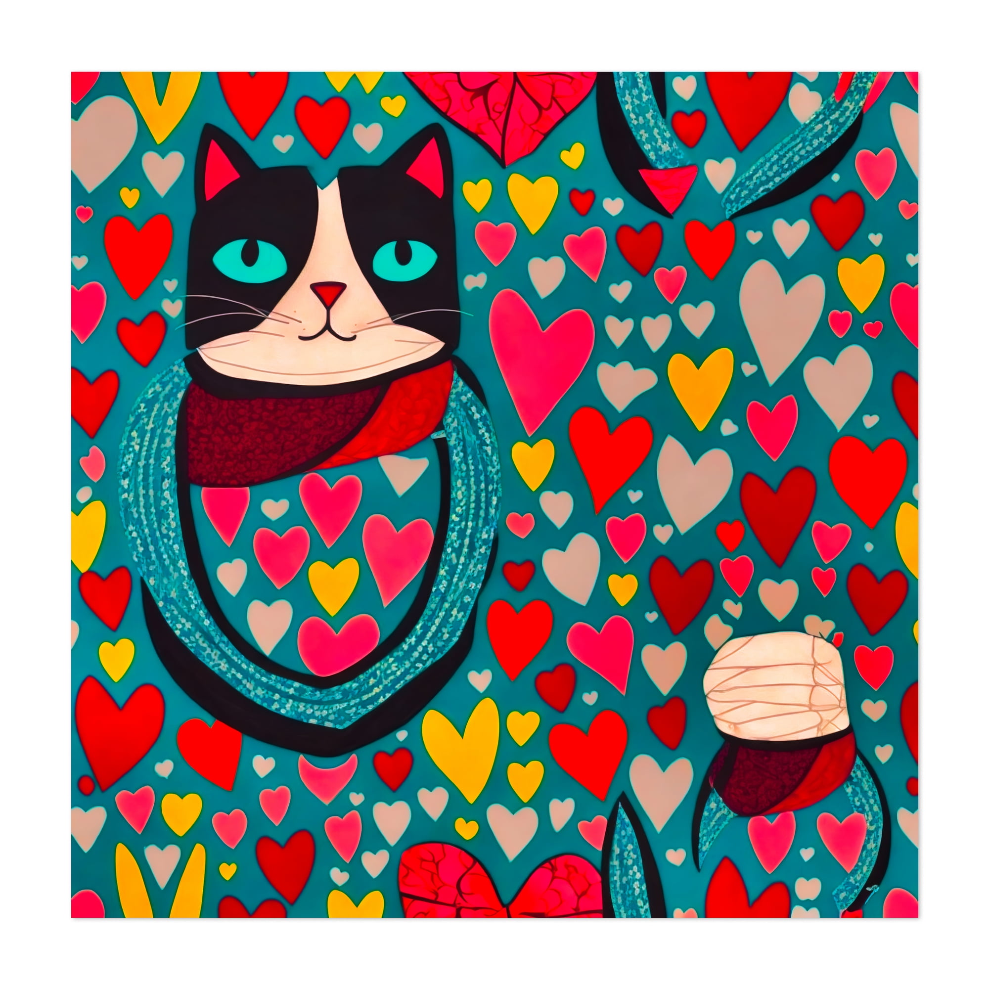 Pop art cats - Illustration Cat Pattern Whimsical Pop Art Modern Art ...