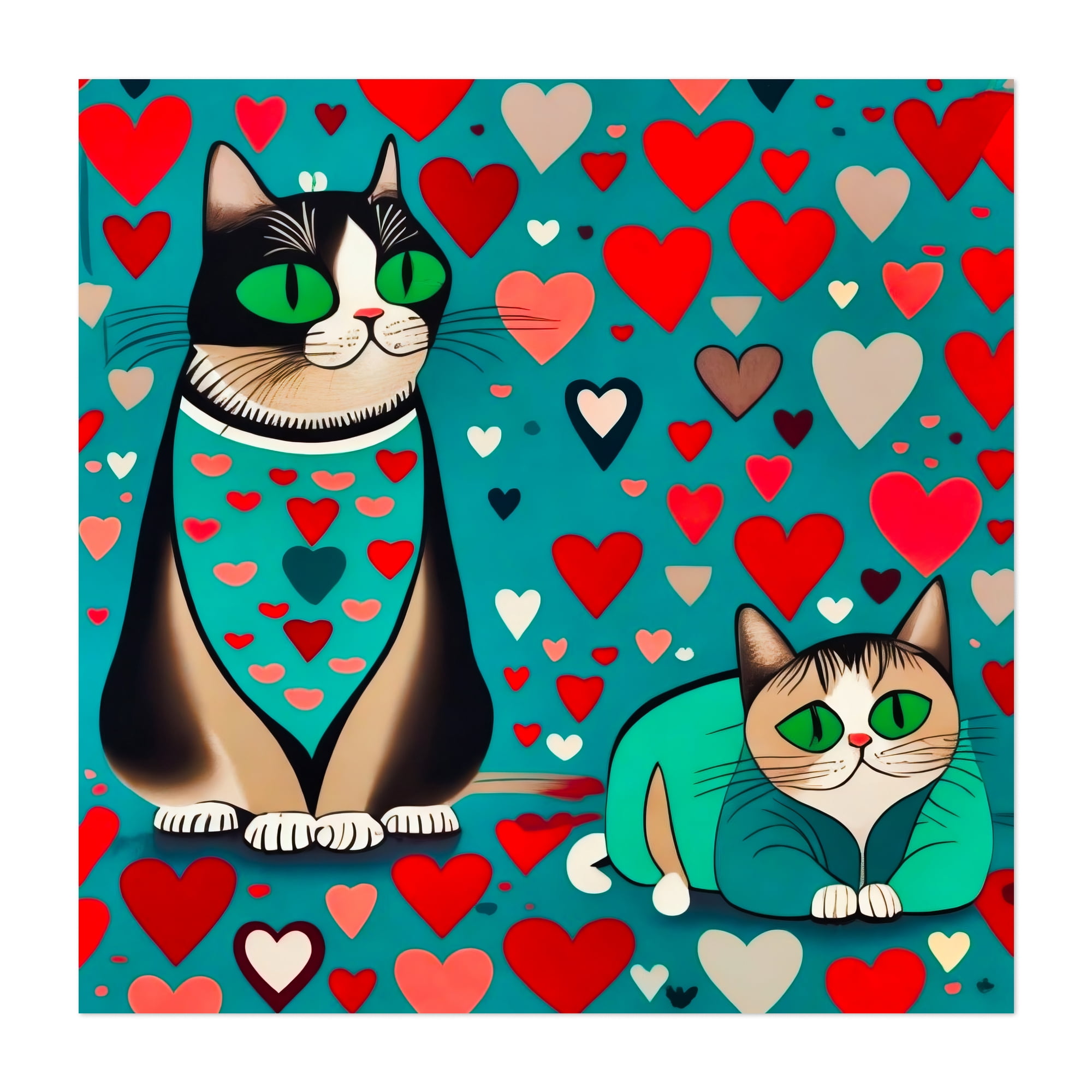 Pop art kitten and cat - Illustration Cat Whimsical Pop Art Modern Art ...