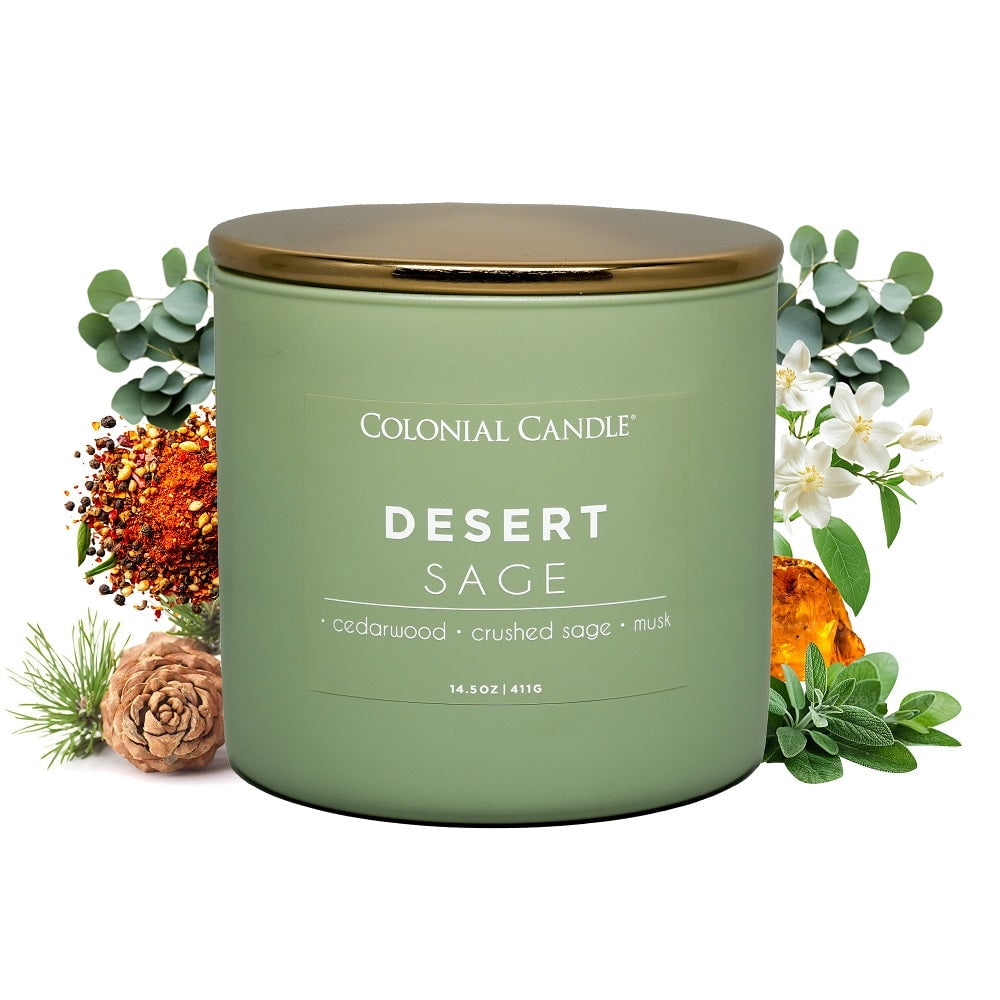 Pop of Color Desert Sage Scented Jar Candle, 3 Wick, 14.5 oz, 80 Hours ...