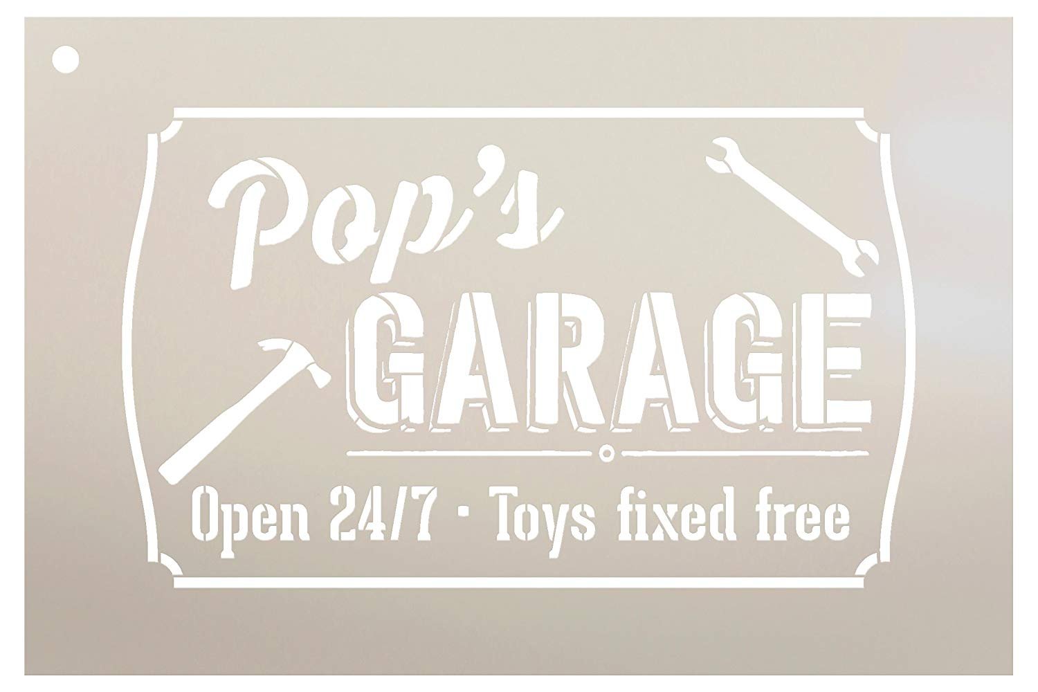 Pop's Garage - Open 24/7 Sign Stencil by StudioR12 Reusable Mylar ...
