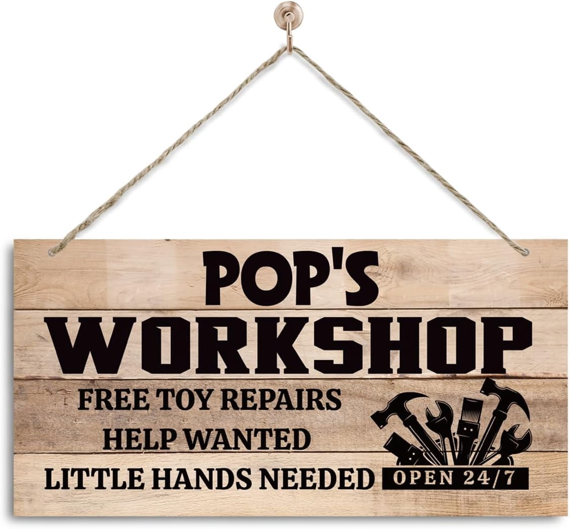 Pop's Workshop Decor Workshop Door Hanger Decorative Wall Plaque ...