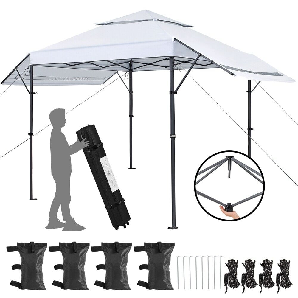 Pop-up Canopy Tent w/ Side Awnings, 10x17 Height-Adjustable One-handed ...
